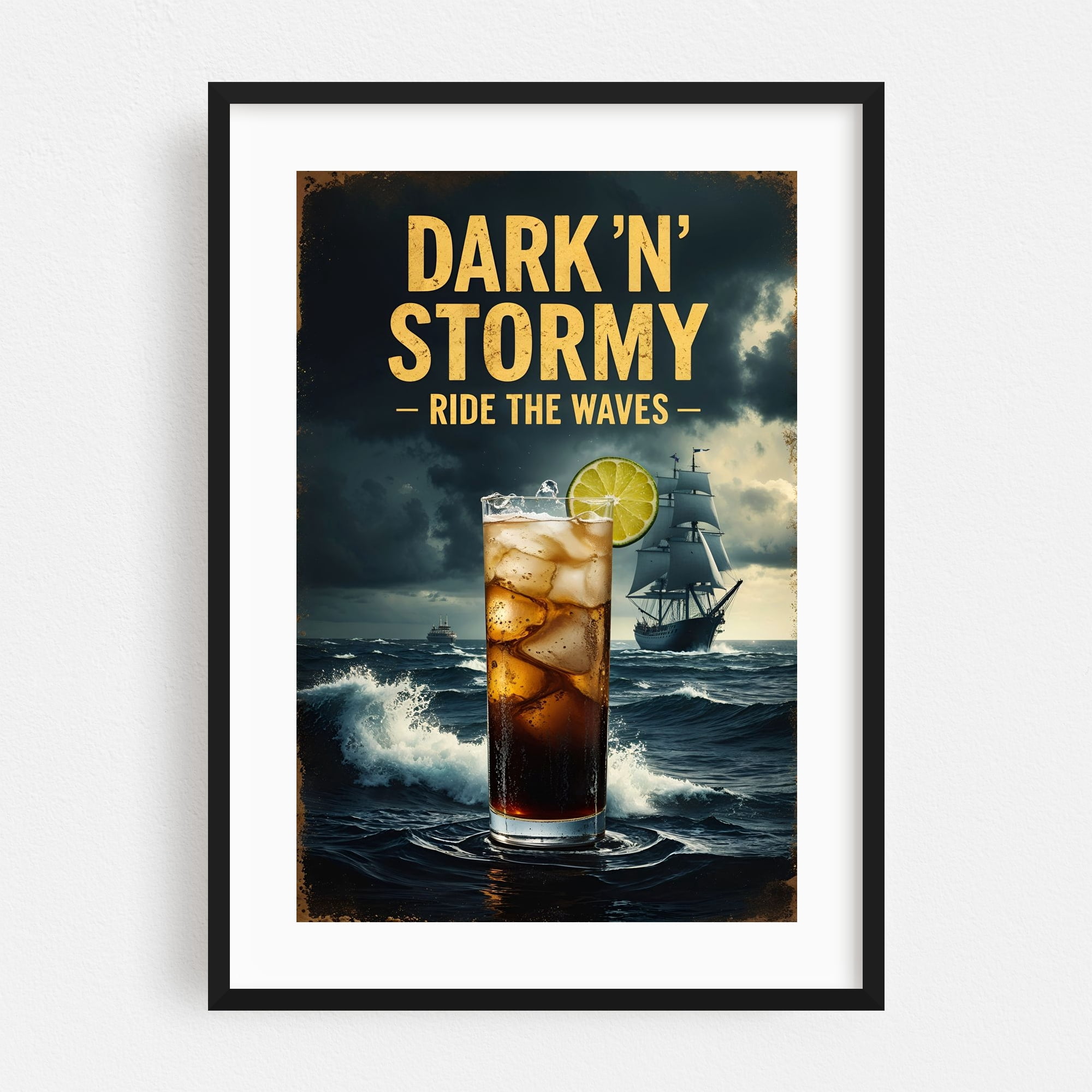 Dark 'n' Stormy Cocktail Poster: Vintage Nautical Vibes - Illustration ...