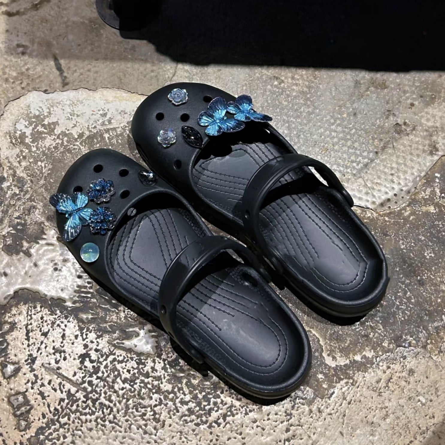 Dark-style girl's shoe charms and buckles for ballet clogs, featuring ...