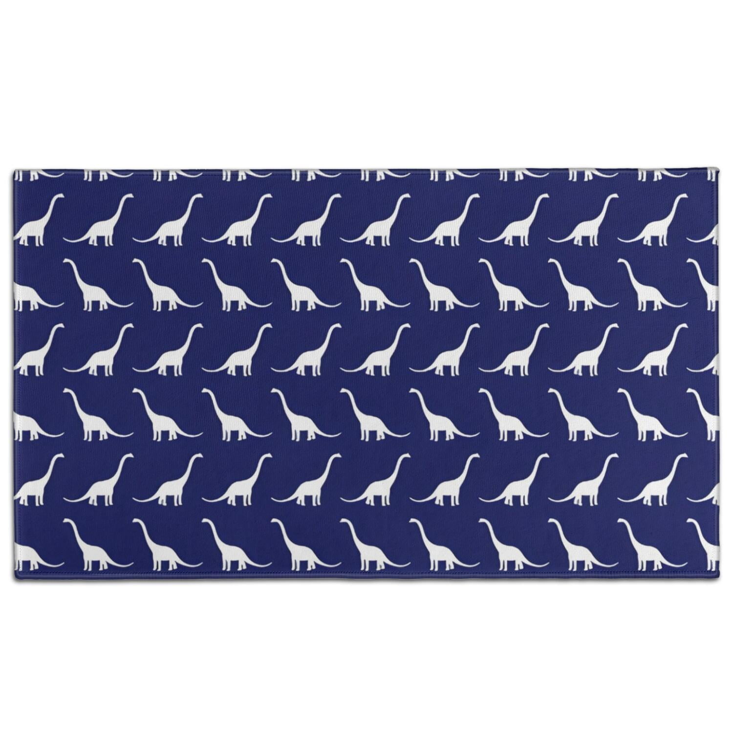 DarkBlue White Dinosaurs Silhouettes Pattern Door Rugs,Washable Non ...