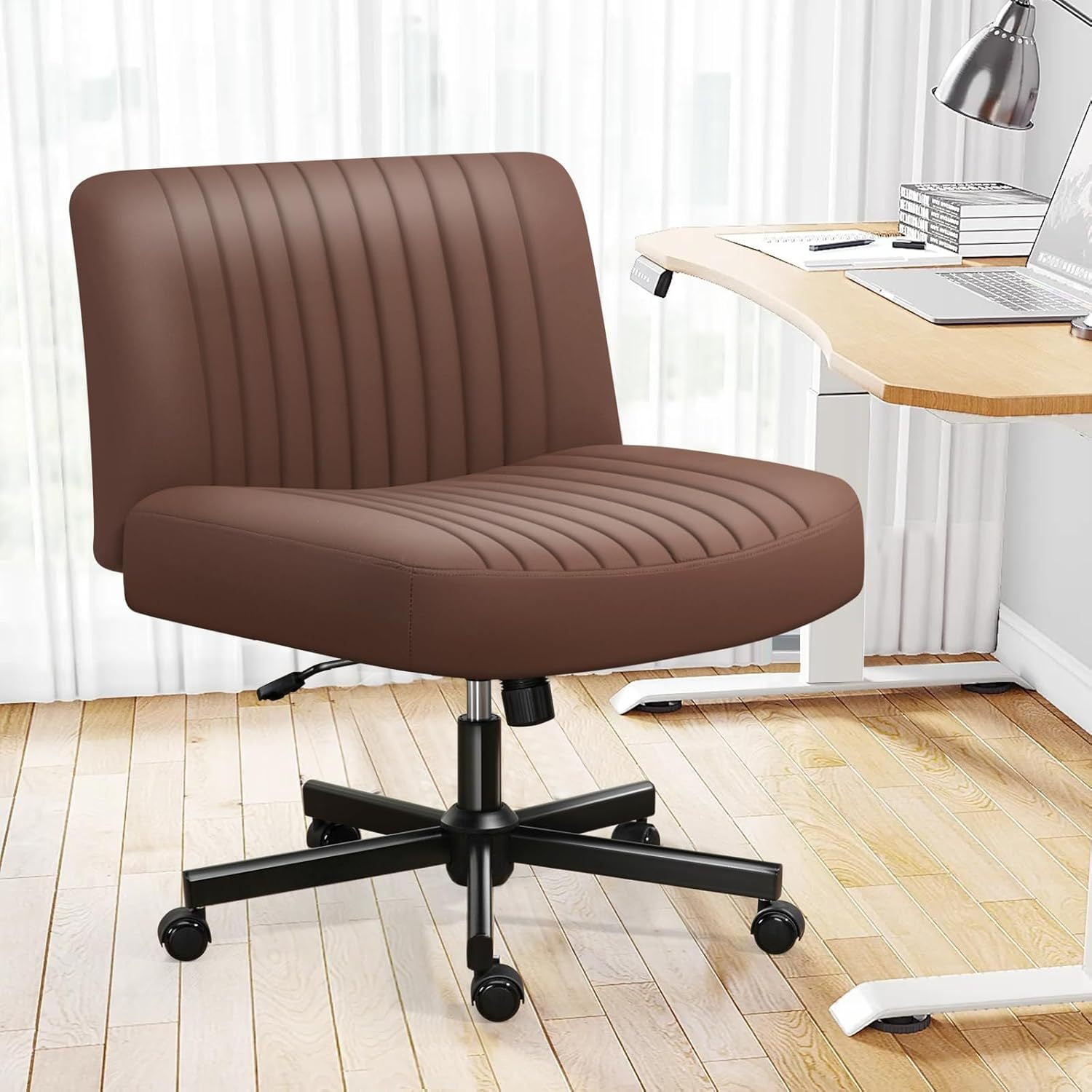 Darkecho Criss Cross Chair with Wheels,Thick Padded Leather Cross ...