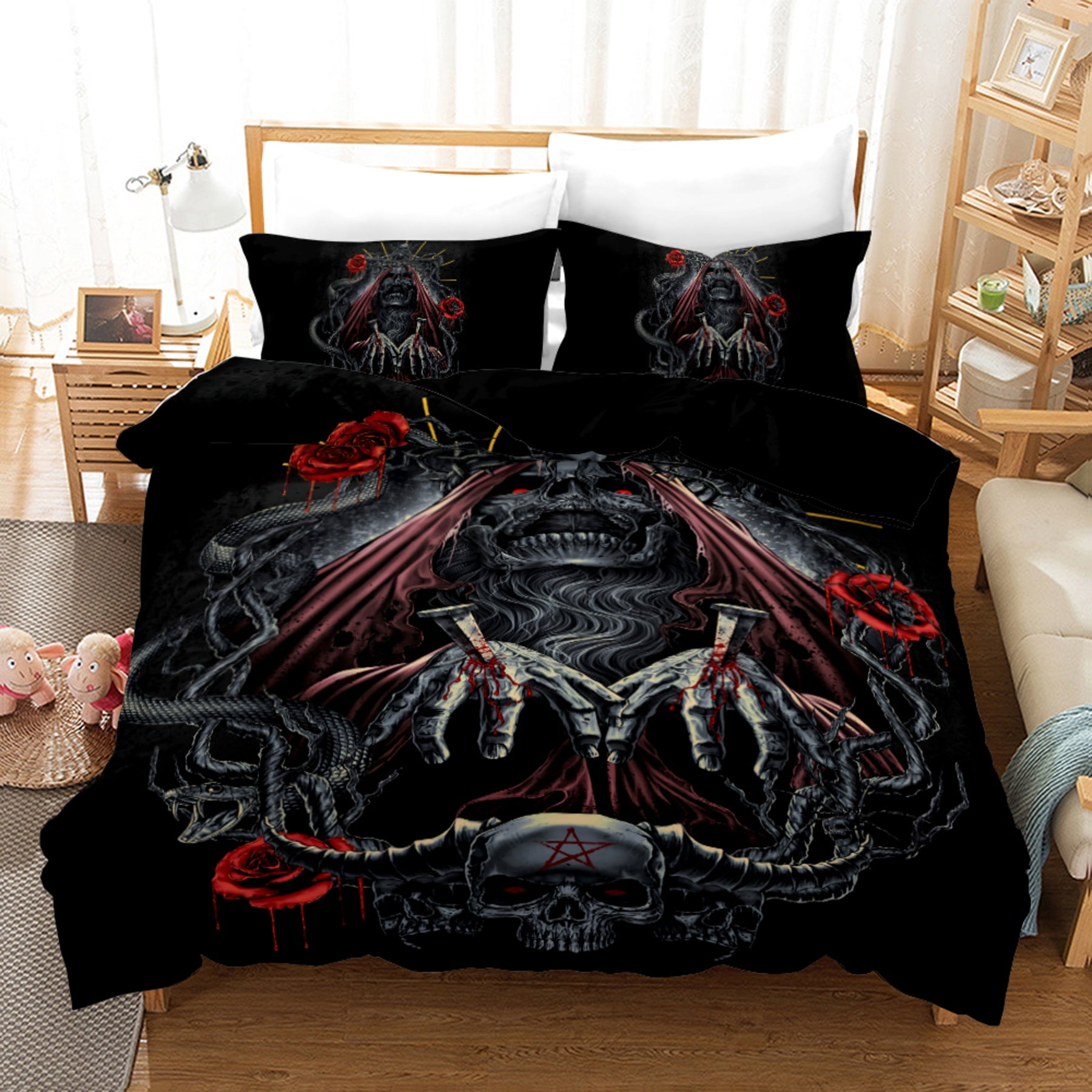 Darkly Romantic Duvet Cover Set Gothic Bedding with Blood-Red Roses ...