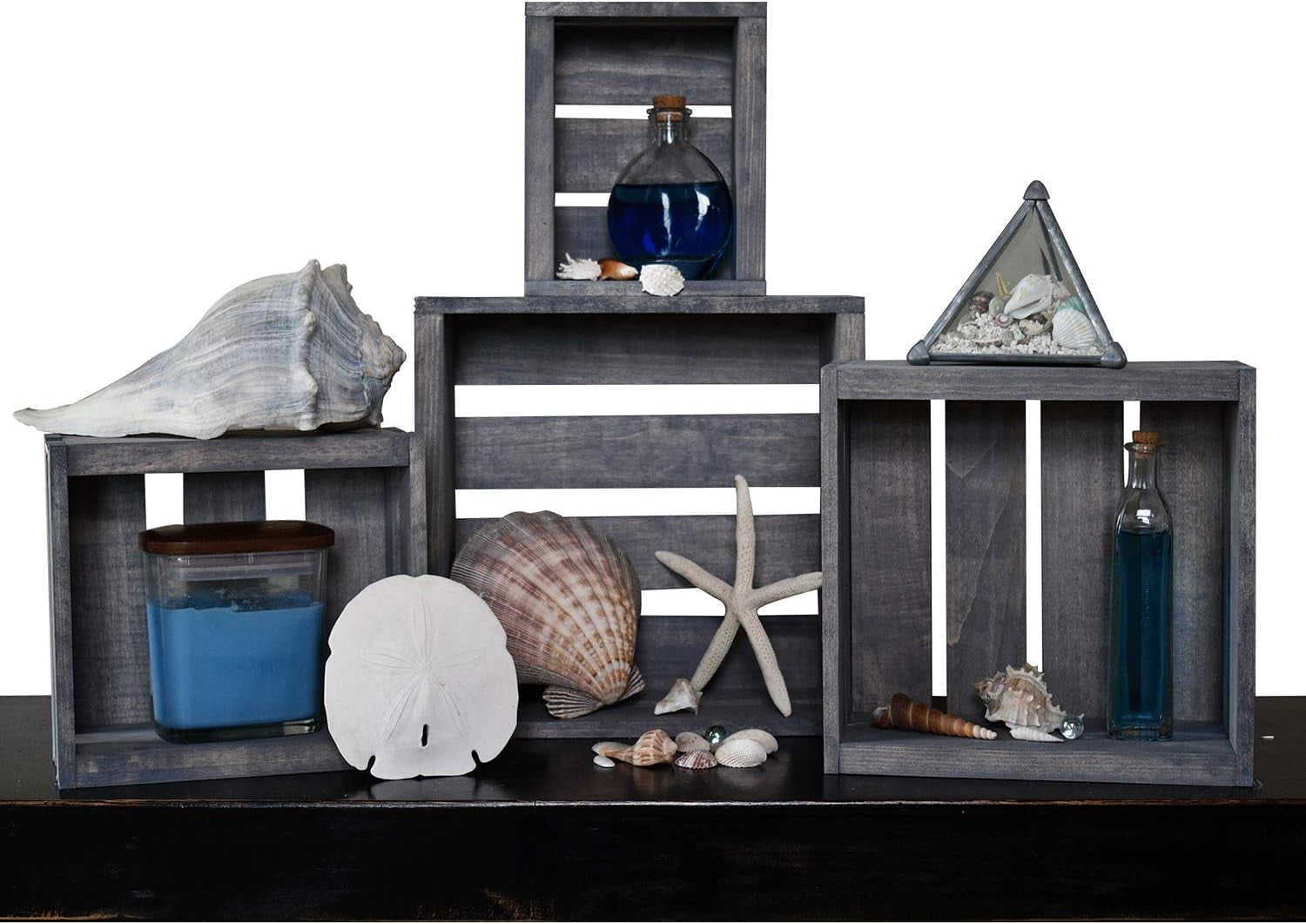 Darla'Studio 66 Antique Gray Stained- Rustic Wood Crates- Set of 4 ...