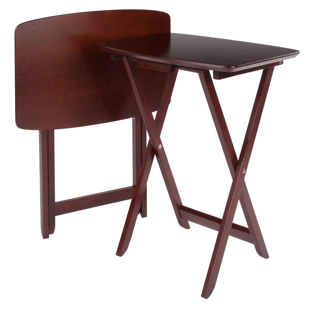 Darlene 2-Piece Snack Table Set - Walnut Finish Side Tables with ...
