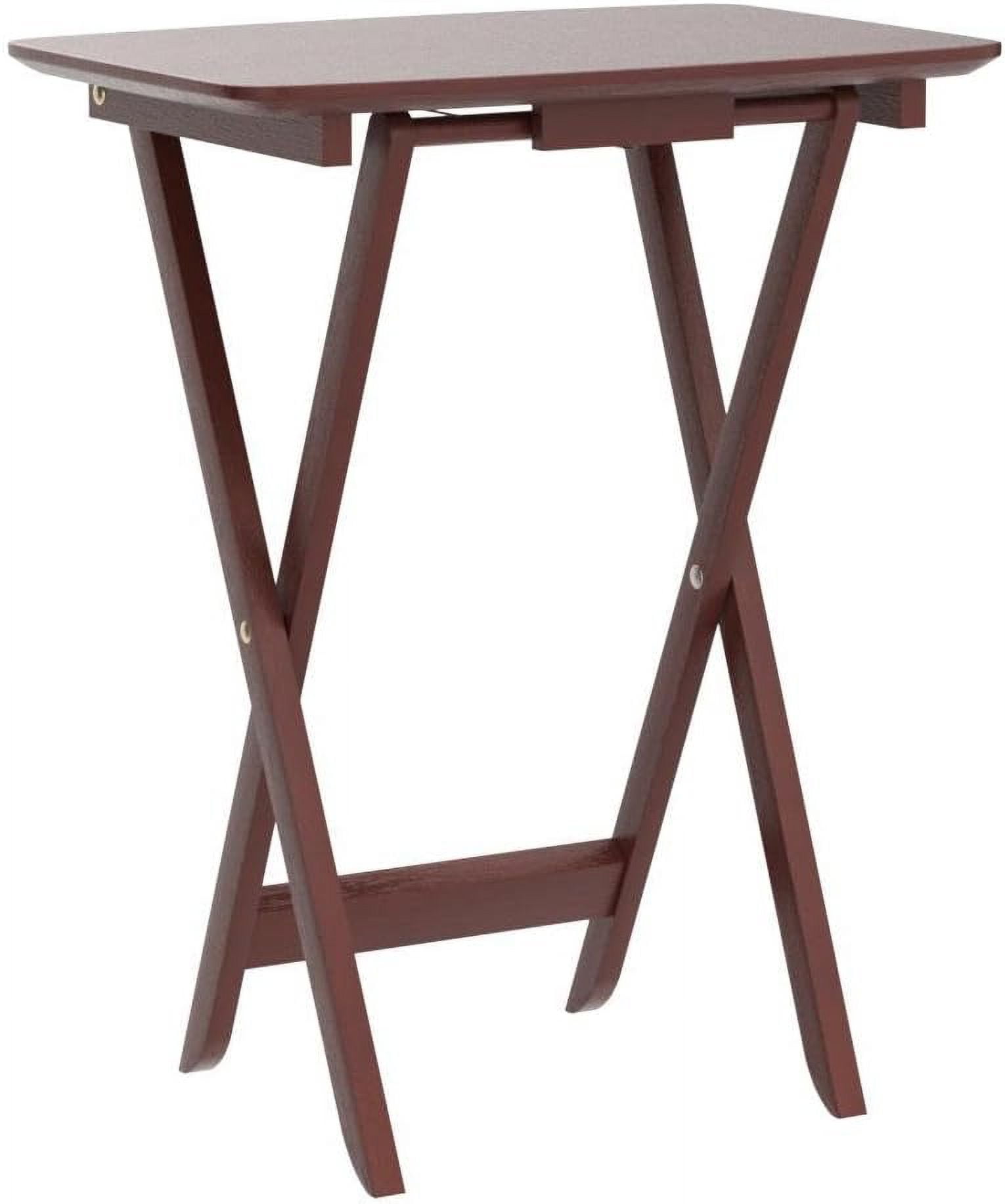 Darlene Foldable Snack Tables, Set of 2 Walnut Wood TV Tray Tables, 26 ...