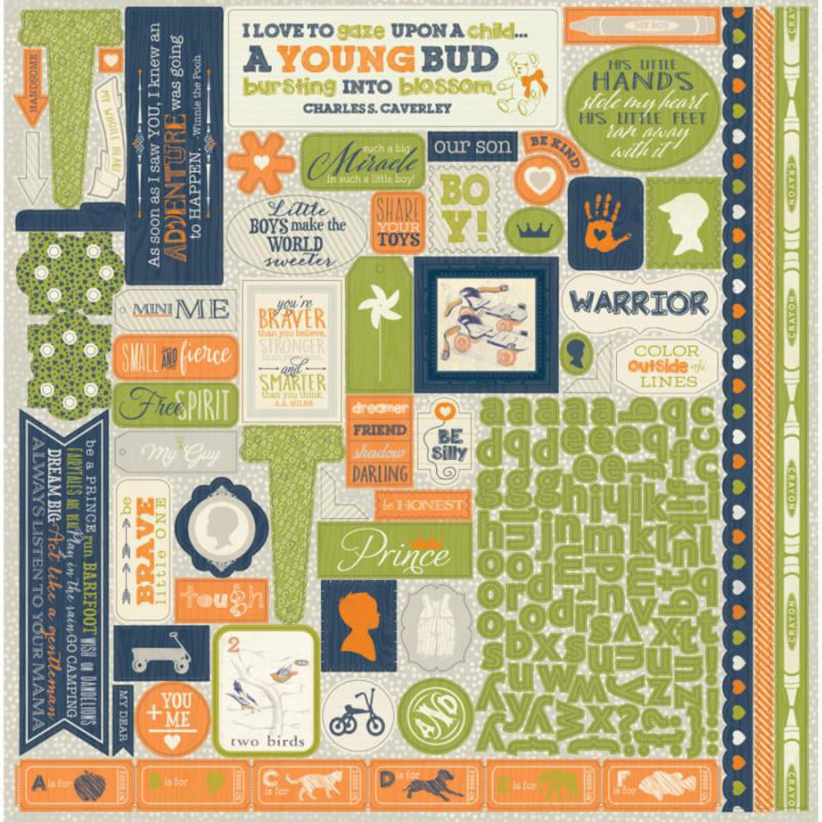 Darling Boy Cardstock Stickers 12"x12"-details - Walmart.com