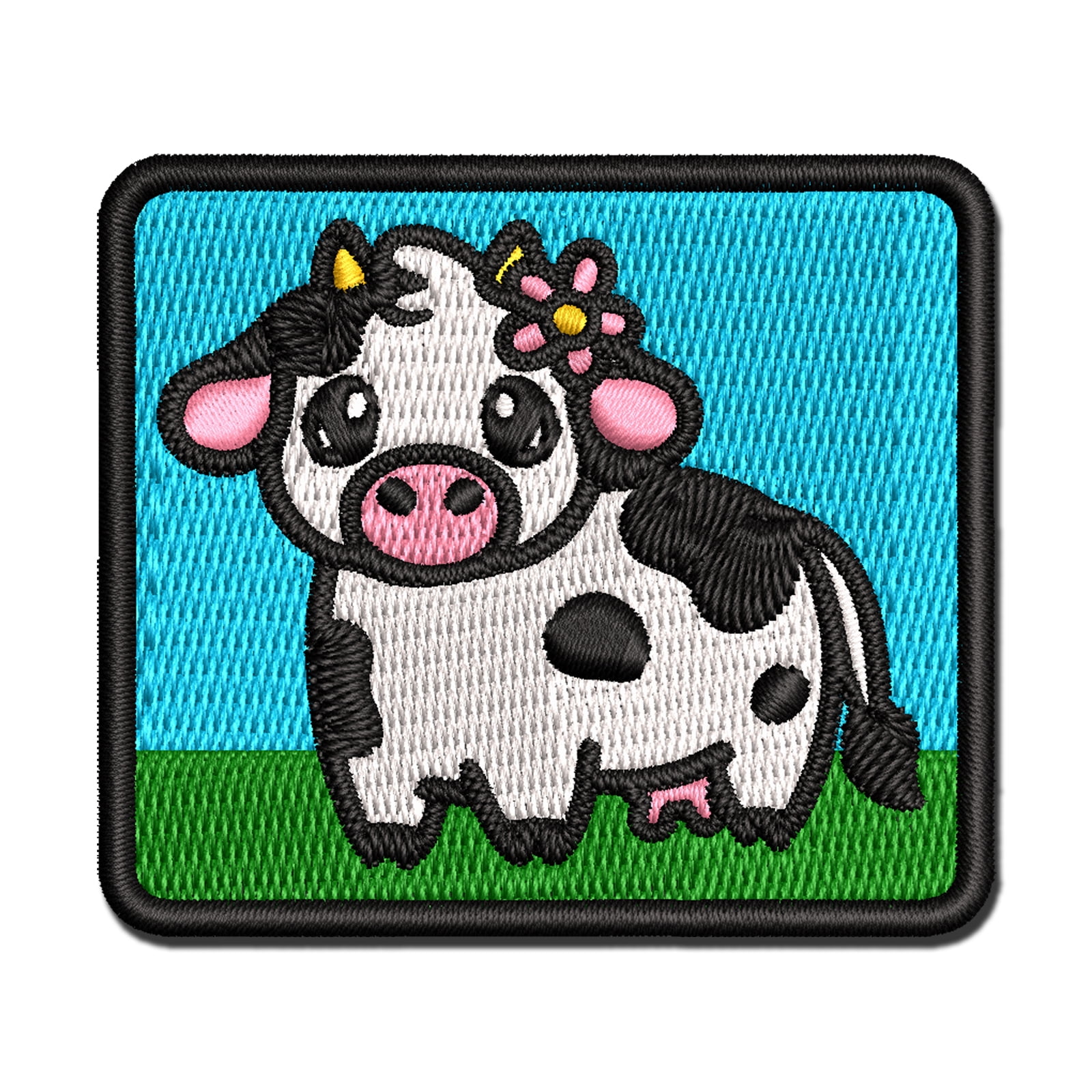 Darling Cow with Flower Applique Multi-Color Embroidered Hook & Loop ...