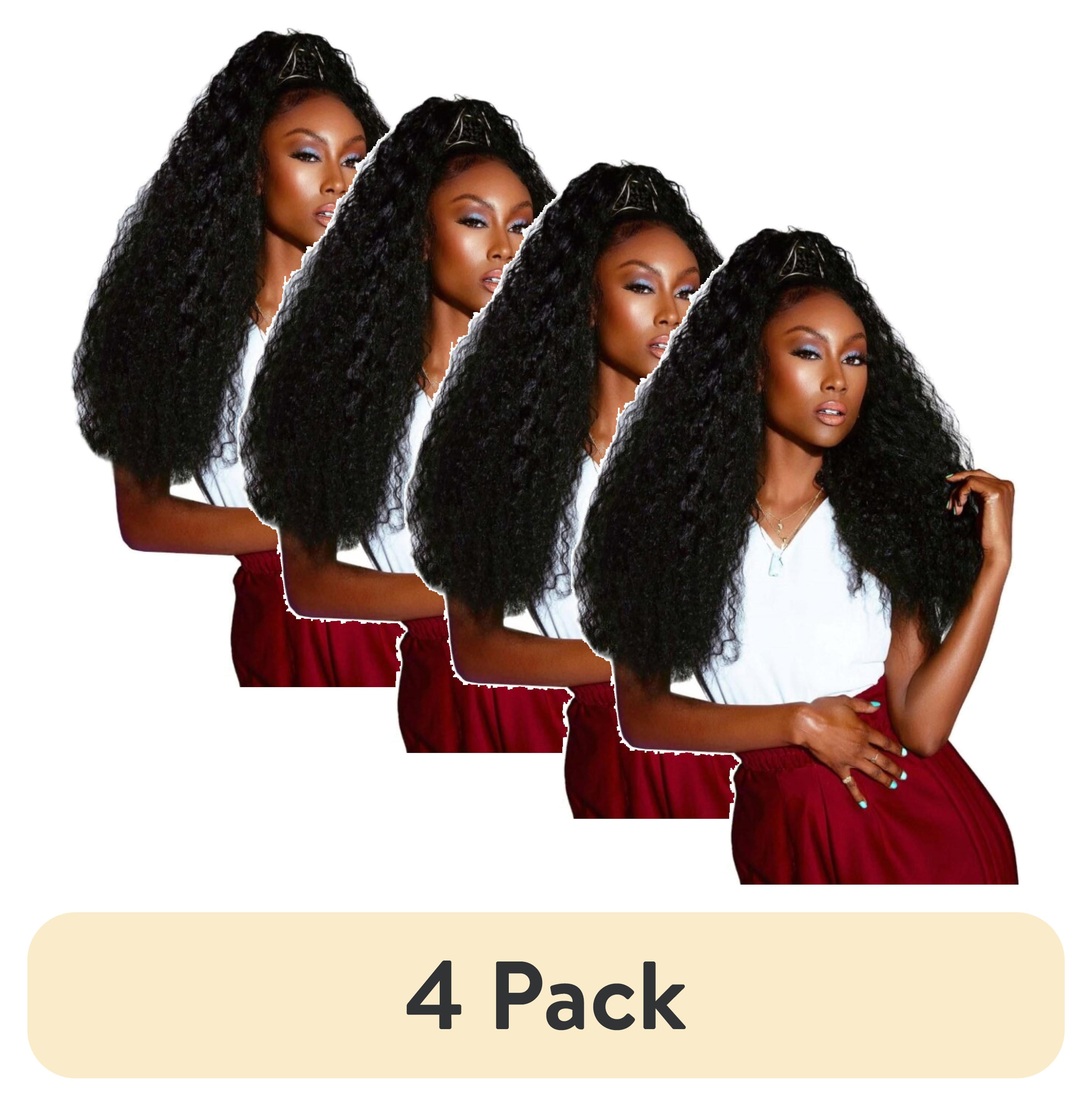 (4 pack) Darling Deep Wave Wrap Around Ponytail, 20 inch, #1B, Adult ...