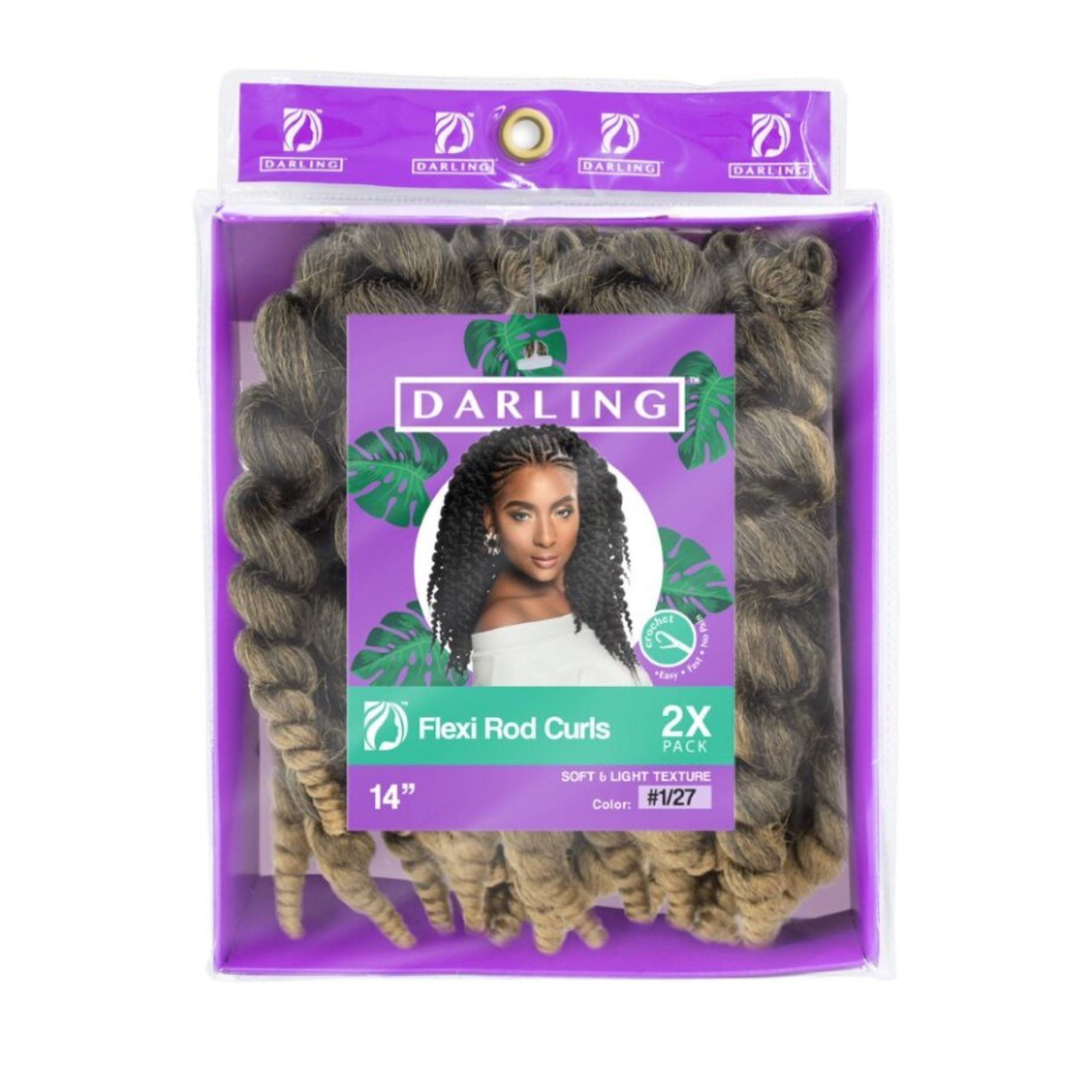 Darling Flexi Rod Curls Crochet Hair 2X Pack, 14 inch, #1/27, Adult ...