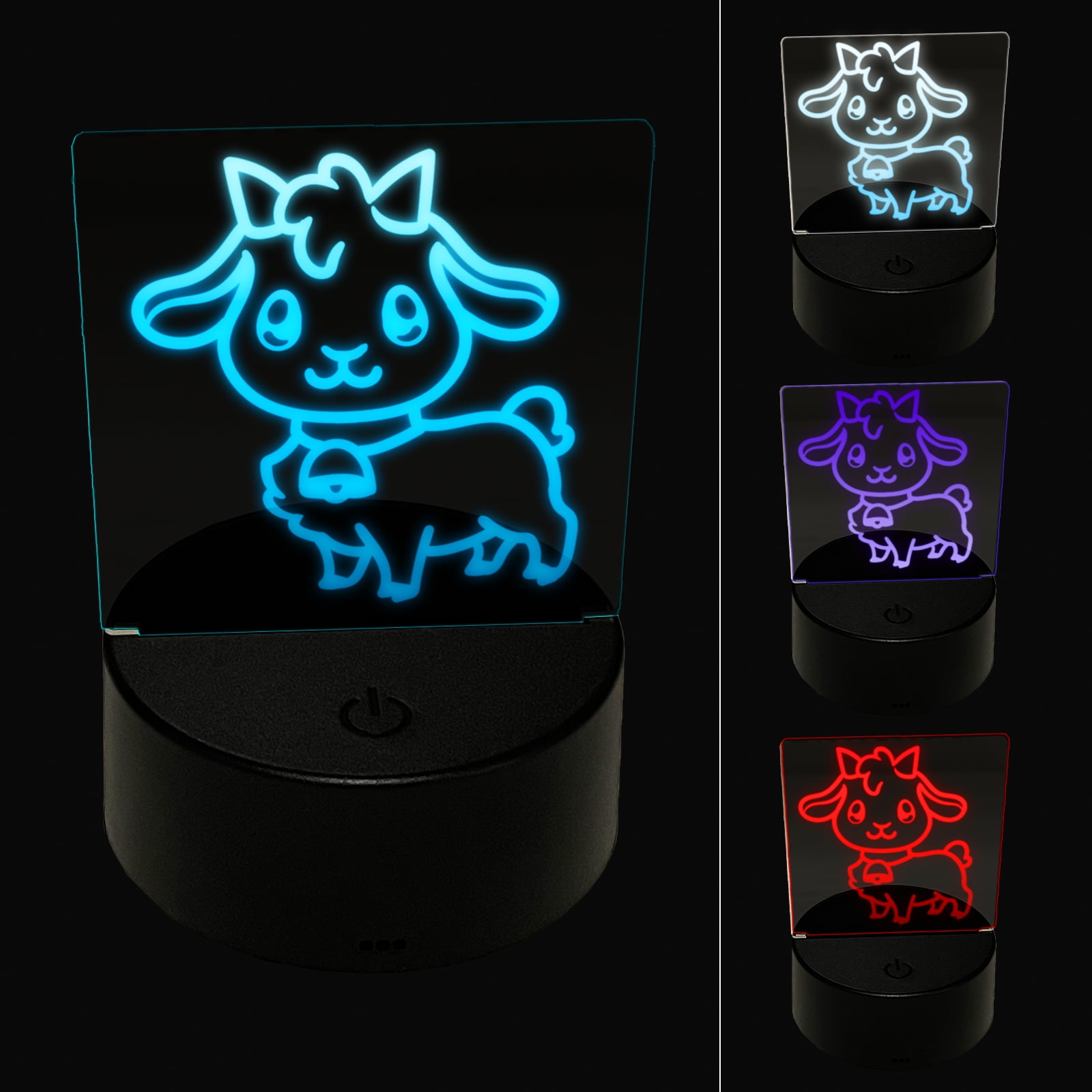 Darling Goat Farm Animal LED Night Light Sign 3D Illusion Desk ...