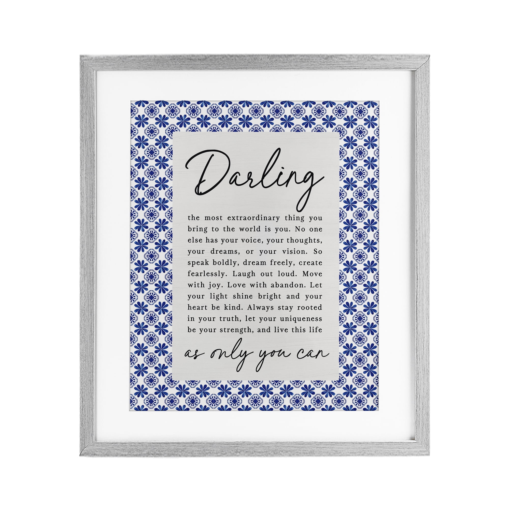 Darling Only You Can Inspiring Gray Framed Print Under Glass, design by ...