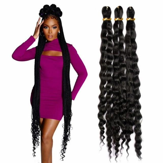Darling Pre-Stretched Bohemian Wave Braid Hair 3X Pack, 52 inch, #1B ...