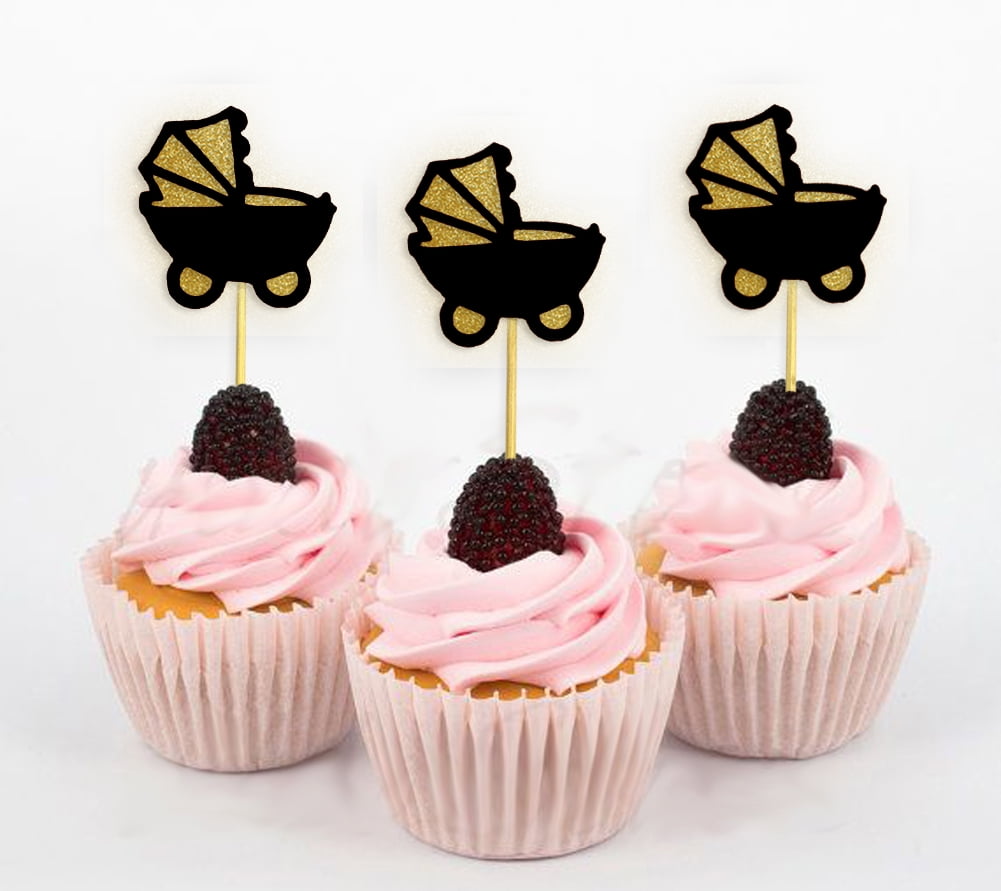 Darling Souvenir, Baby Pram Baby Shower Cupcake Toppers, Dessert ...