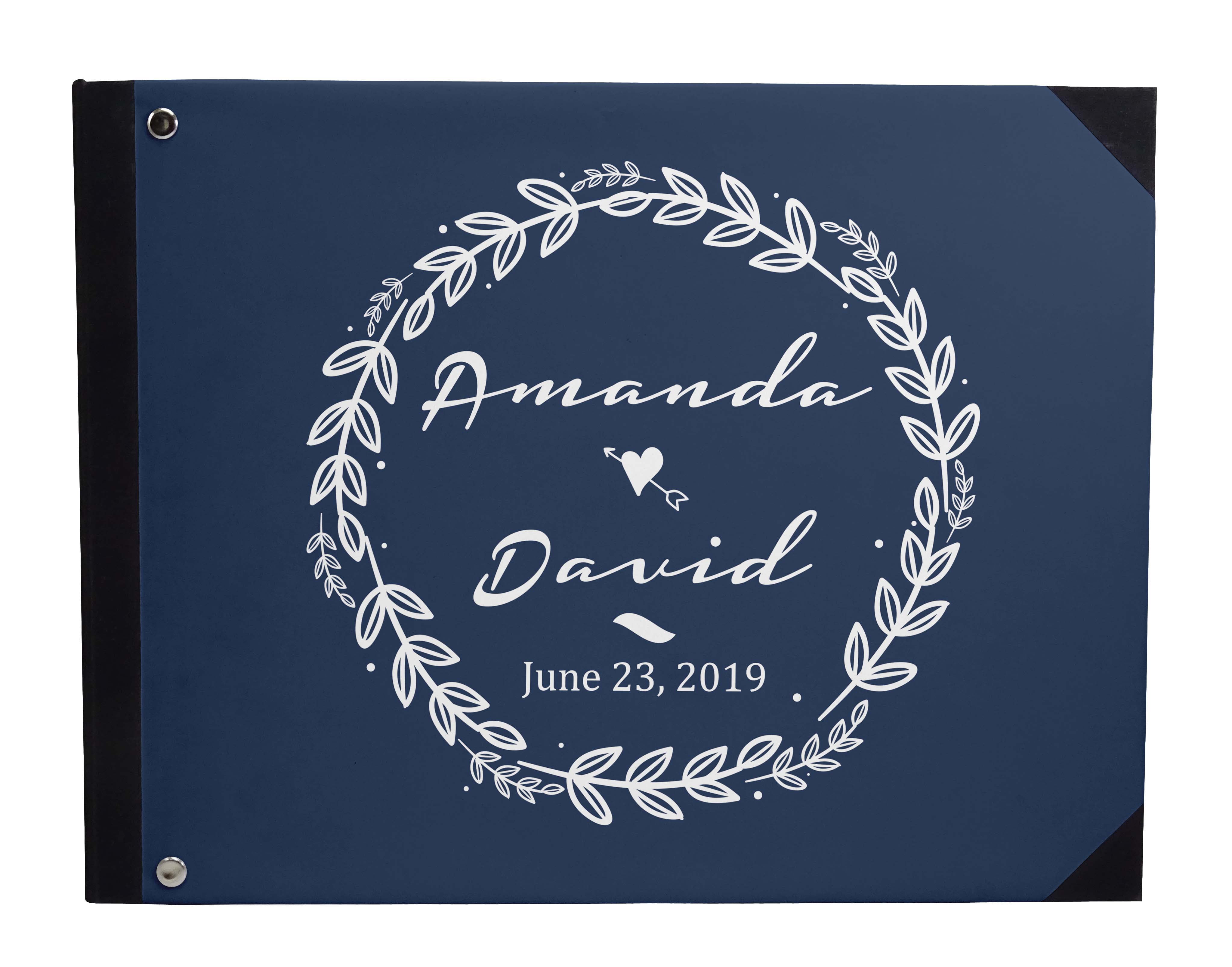 Darling Souvenir Blue Leaves Wreath Wedding Guest Book Hardbound Guest ...