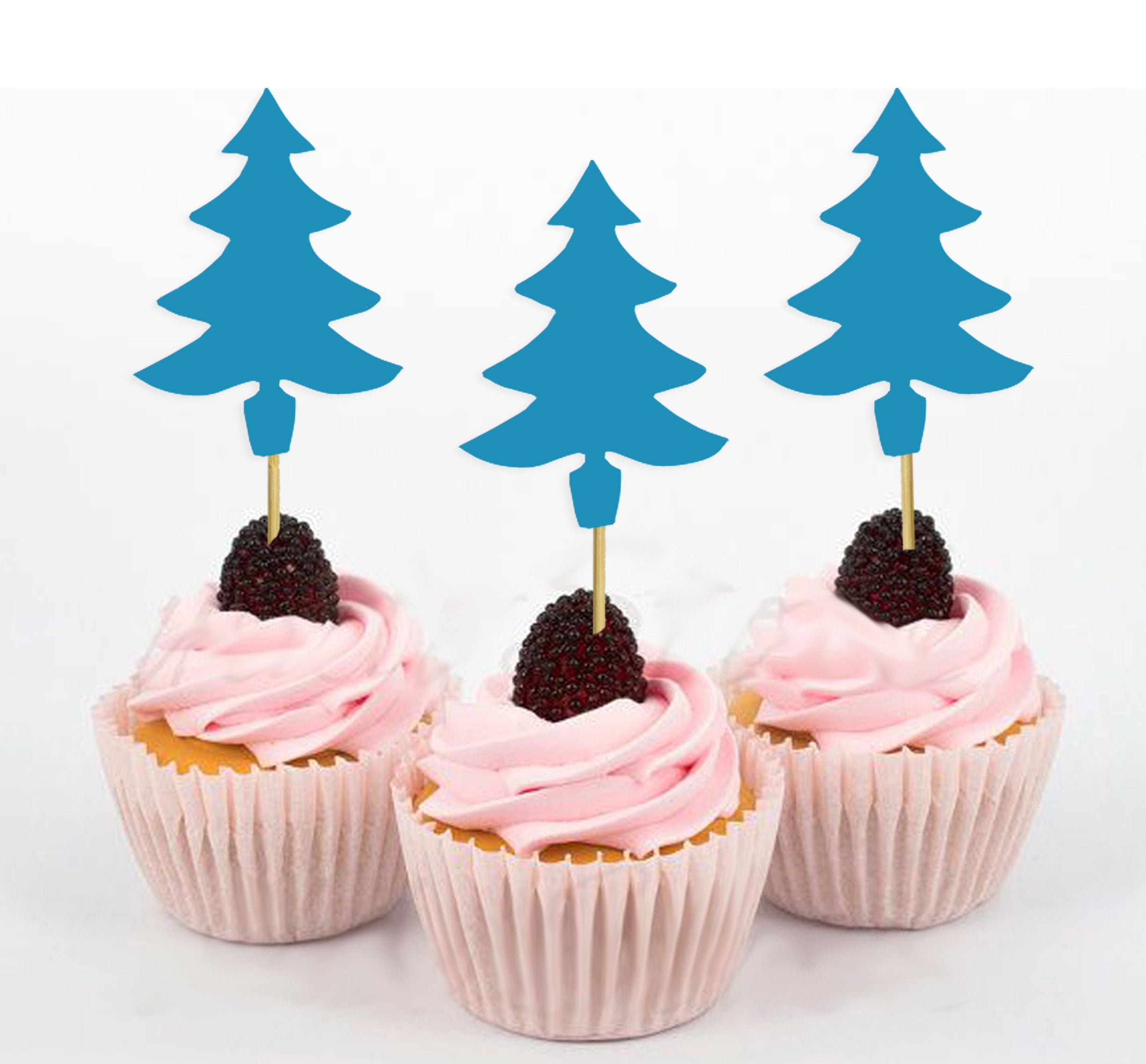 Darling Souvenir, Christmas Tree Cupcake Toppers, Dessert Decorations ...