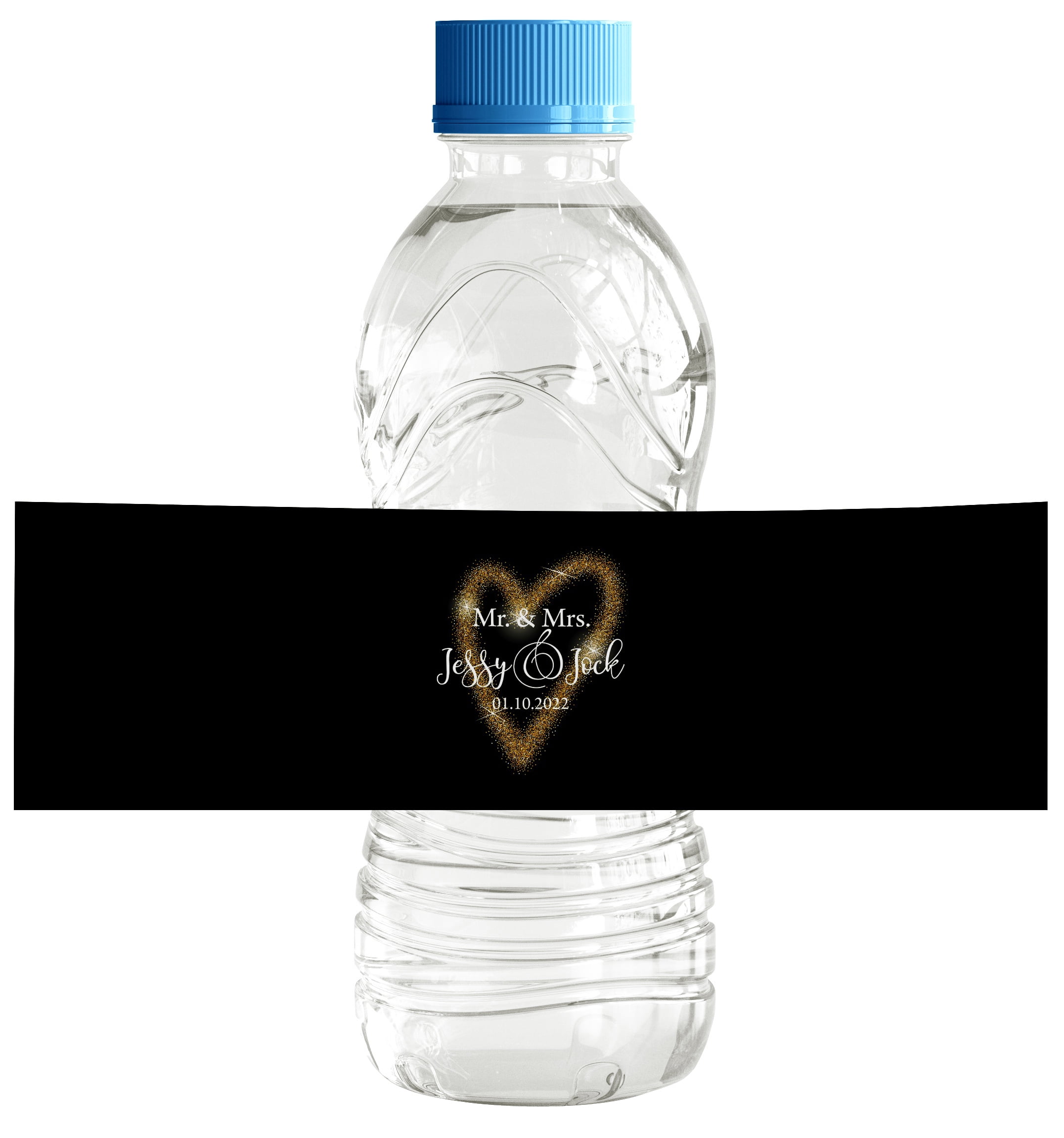 Darling Souvenir Classic Black With Heart WaterBottleLabels For Wedding ...