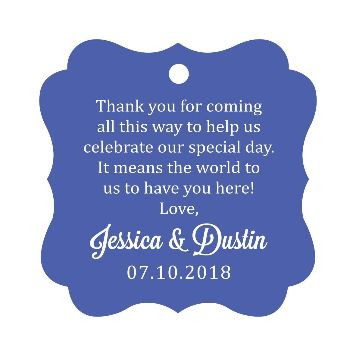Darling Souvenir Custom Wedding Thank You Message Gift Tags ...