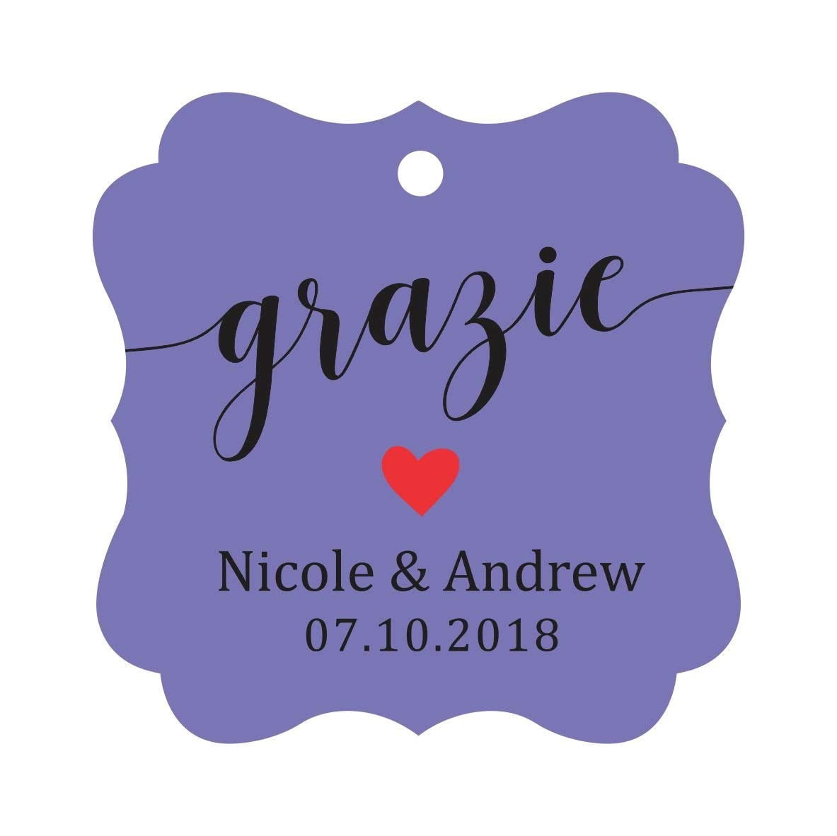 Darling Souvenir GRAZIE Thank You Wedding Favors Gift Paper Tag Custom ...