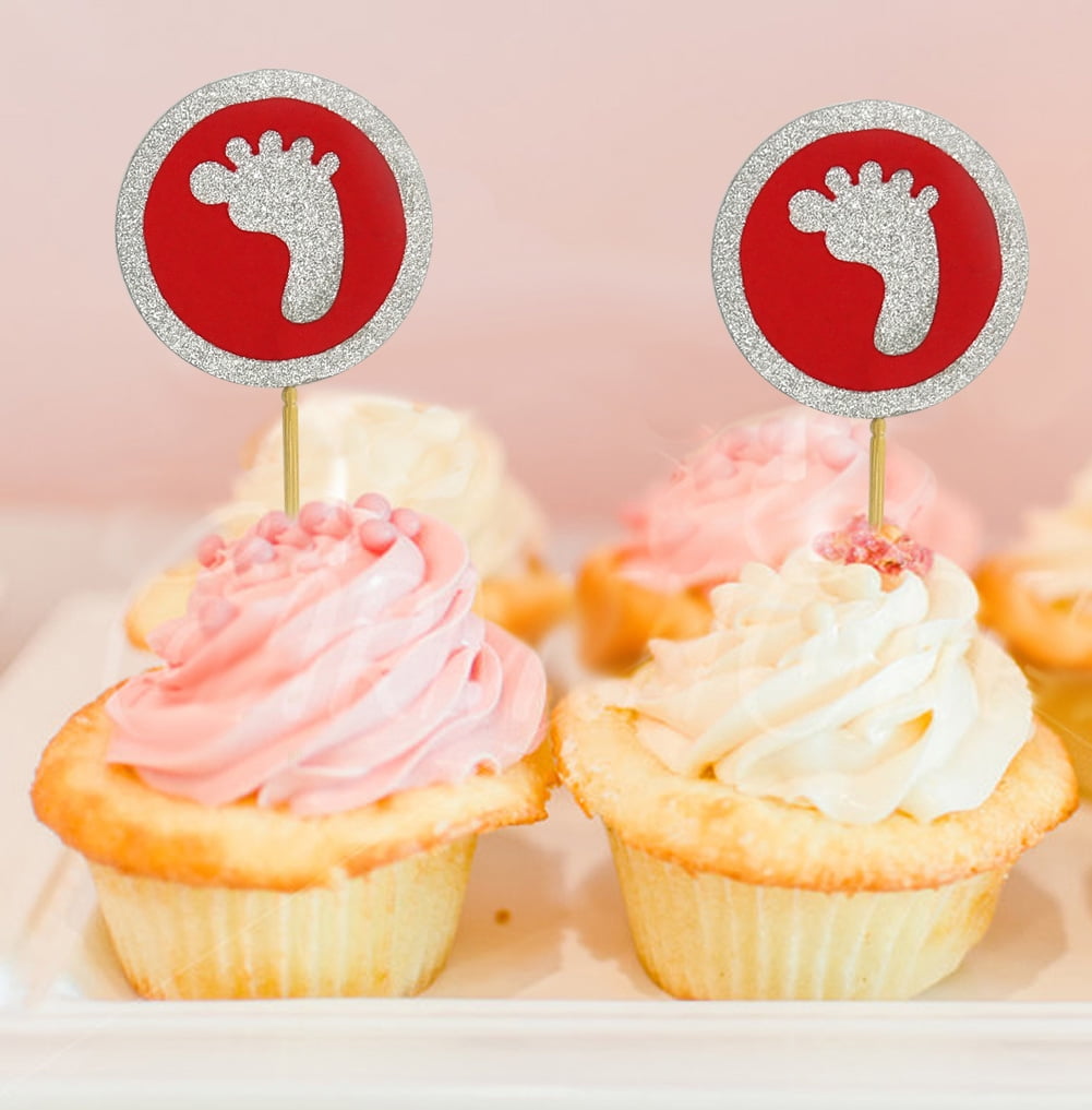 Darling Souvenir, Glitter Baby Foot Baby Shower Cupcake Toppers ...