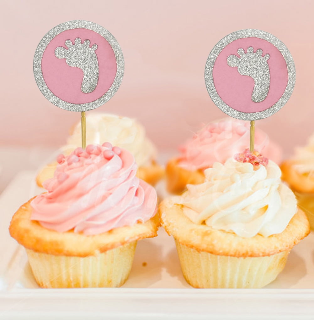 Darling Souvenir, Glitter Baby Foot Baby Shower Cupcake Toppers ...