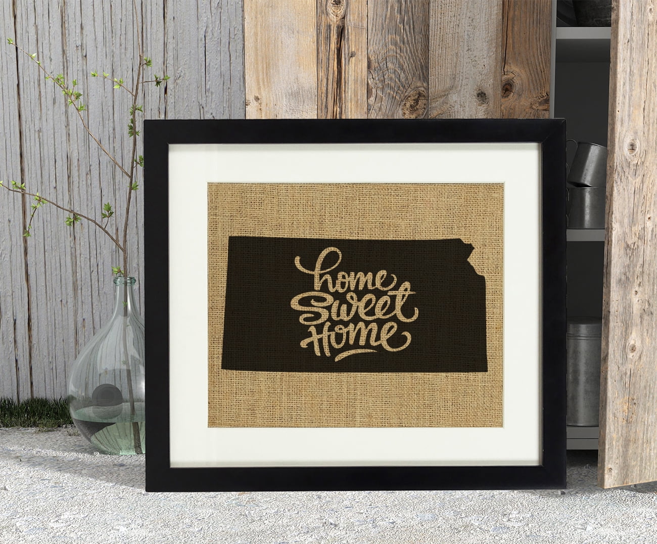 Darling Souvenir Home Sweet Home Burlap Print Wall Decor Kansas State ...
