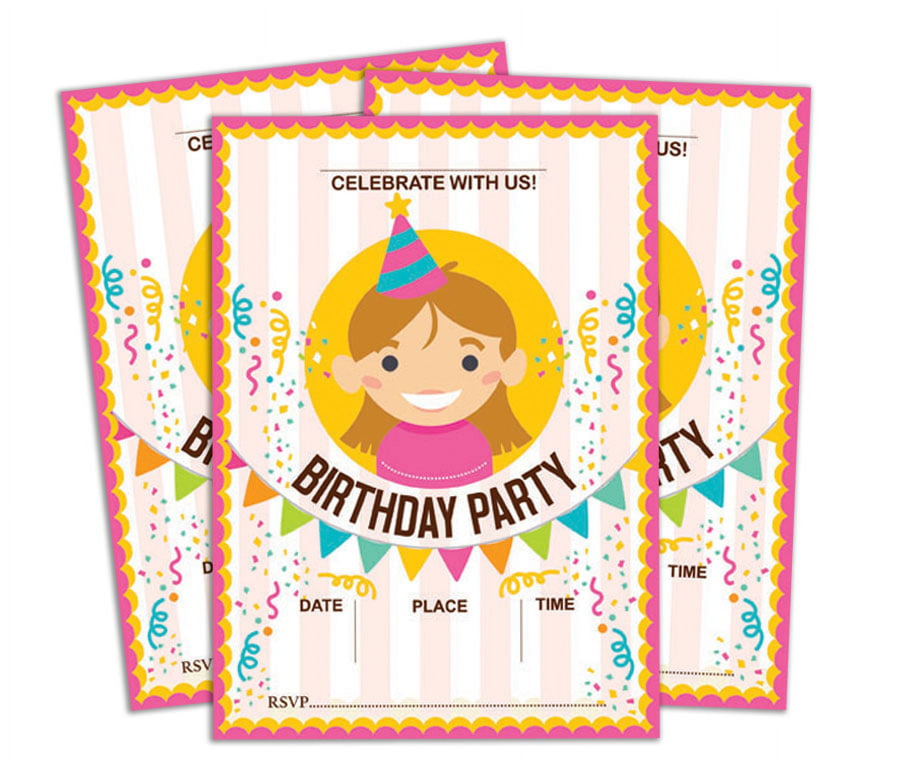 Darling Souvenir Multicolor Birthday Invitation Card Printable Fill or ...