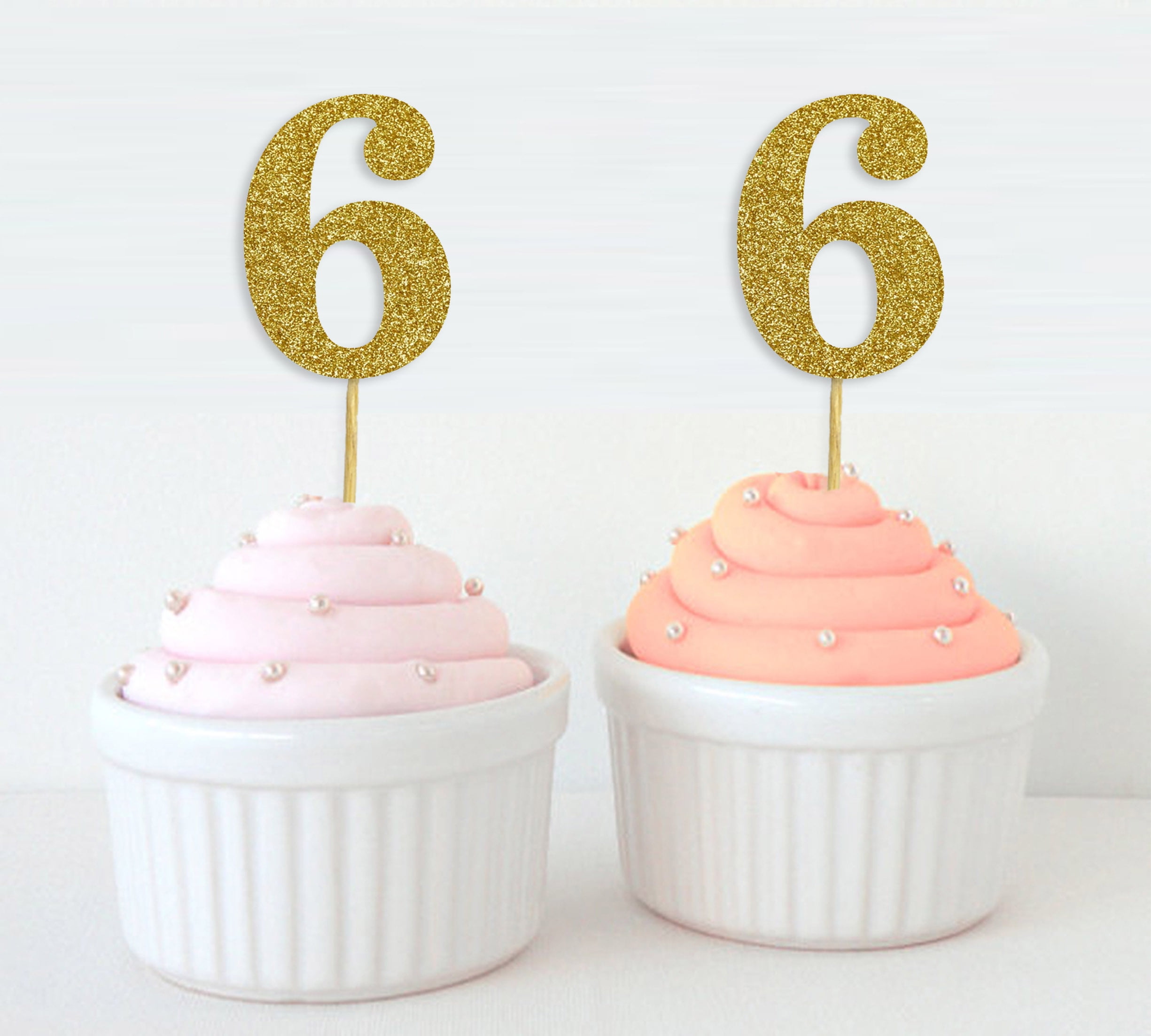 Darling Souvenir, Number 6 Birthday Year Cupcake Toppers, Birthday ...