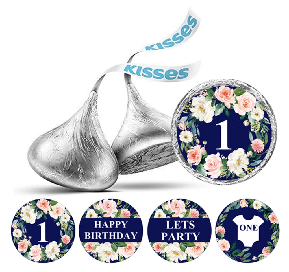 Darling Souvenir Party Favor Floral Border 1st Birthday Theme Stickers ...