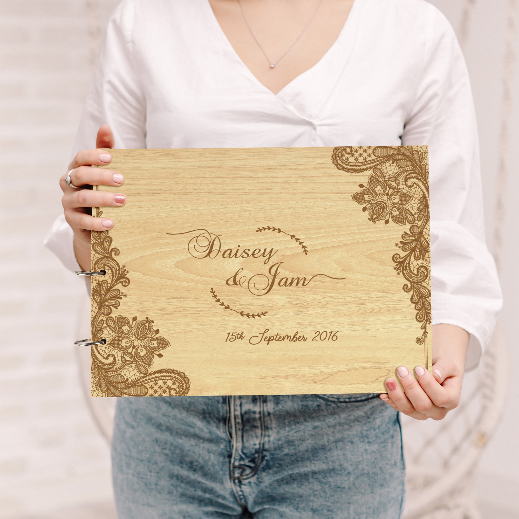 Darling Souvenir Personalized Engraved Laser Cut Wedding Guest Book ...