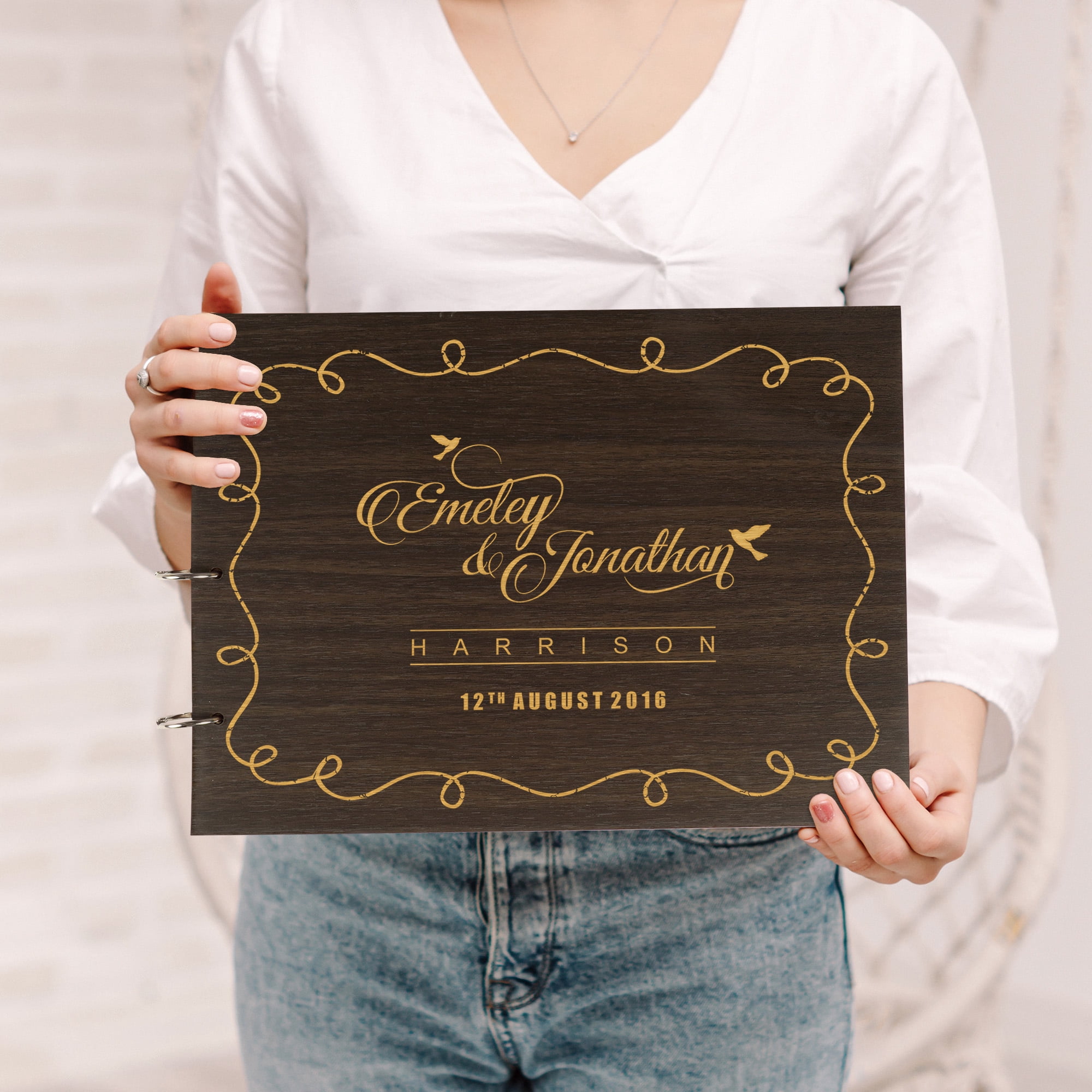 Darling Souvenir Personalized Engraved Laser Cut Wedding Guest Book ...