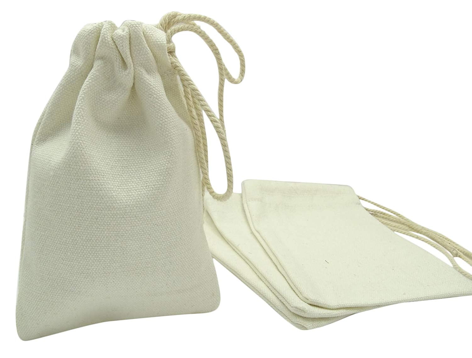 Darling Souvenir Plain Off-White Canvas Favor Bag 4 x 6 Drawstring ...