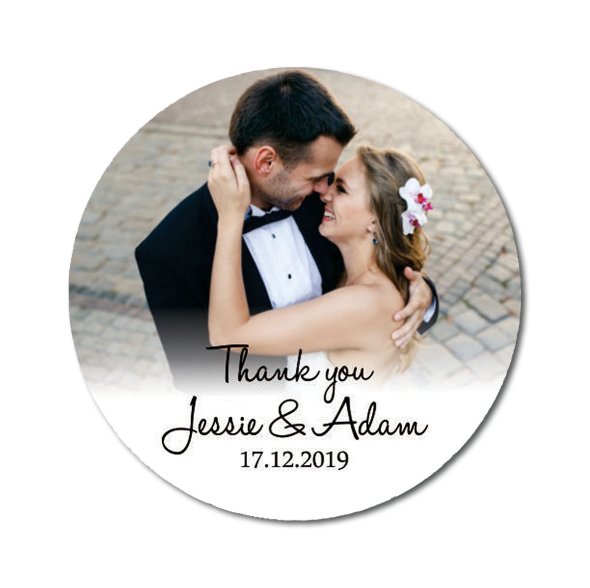 Darling Souvenir Round 45 Pcs Custom Photo Labels Thank You Stickers ...