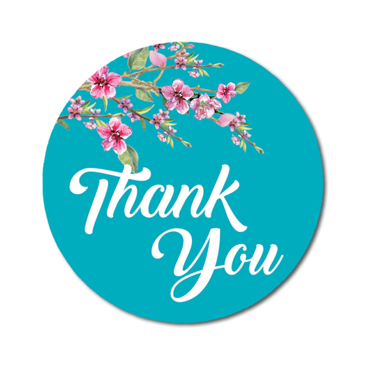 Darling Souvenir Round Apple Blossom Thank You Turquoise Blue Stickers ...