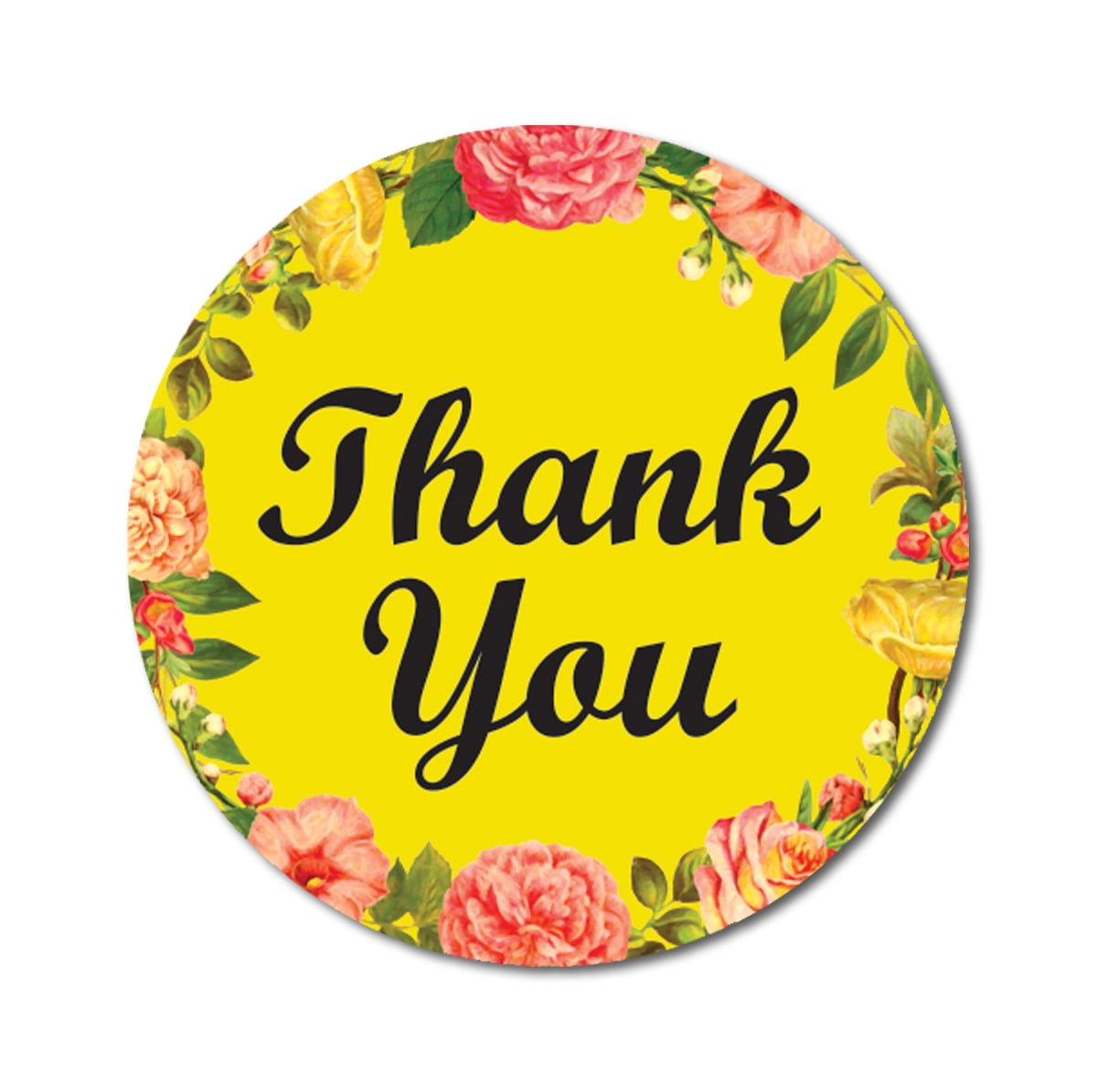 Darling Souvenir Thank You Yellow Stickers 1.6 Inches Round Floral ...
