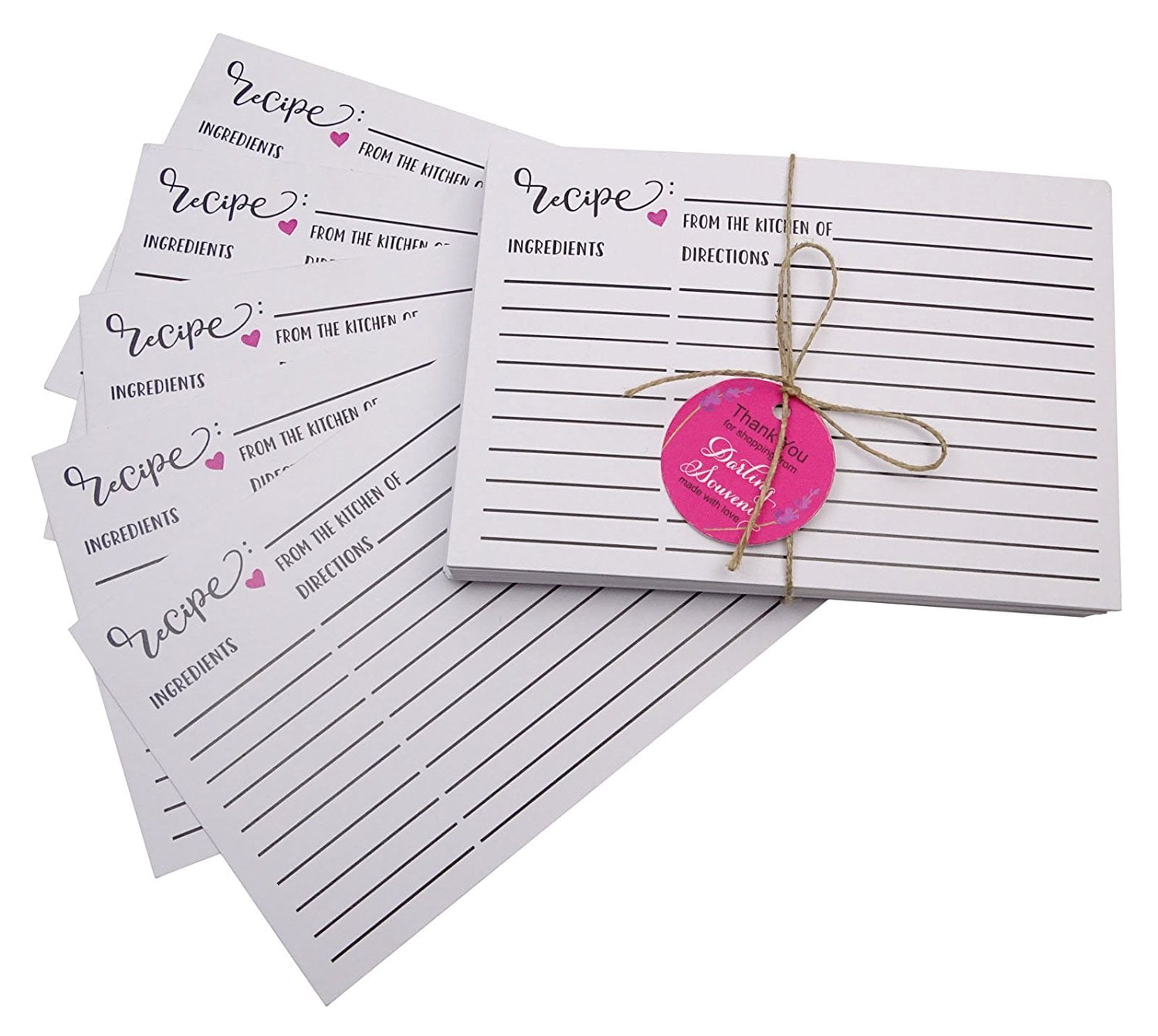 Darling Souvenir White Classic Recipe Cards Refill Kitchen Set Of 50 ...
