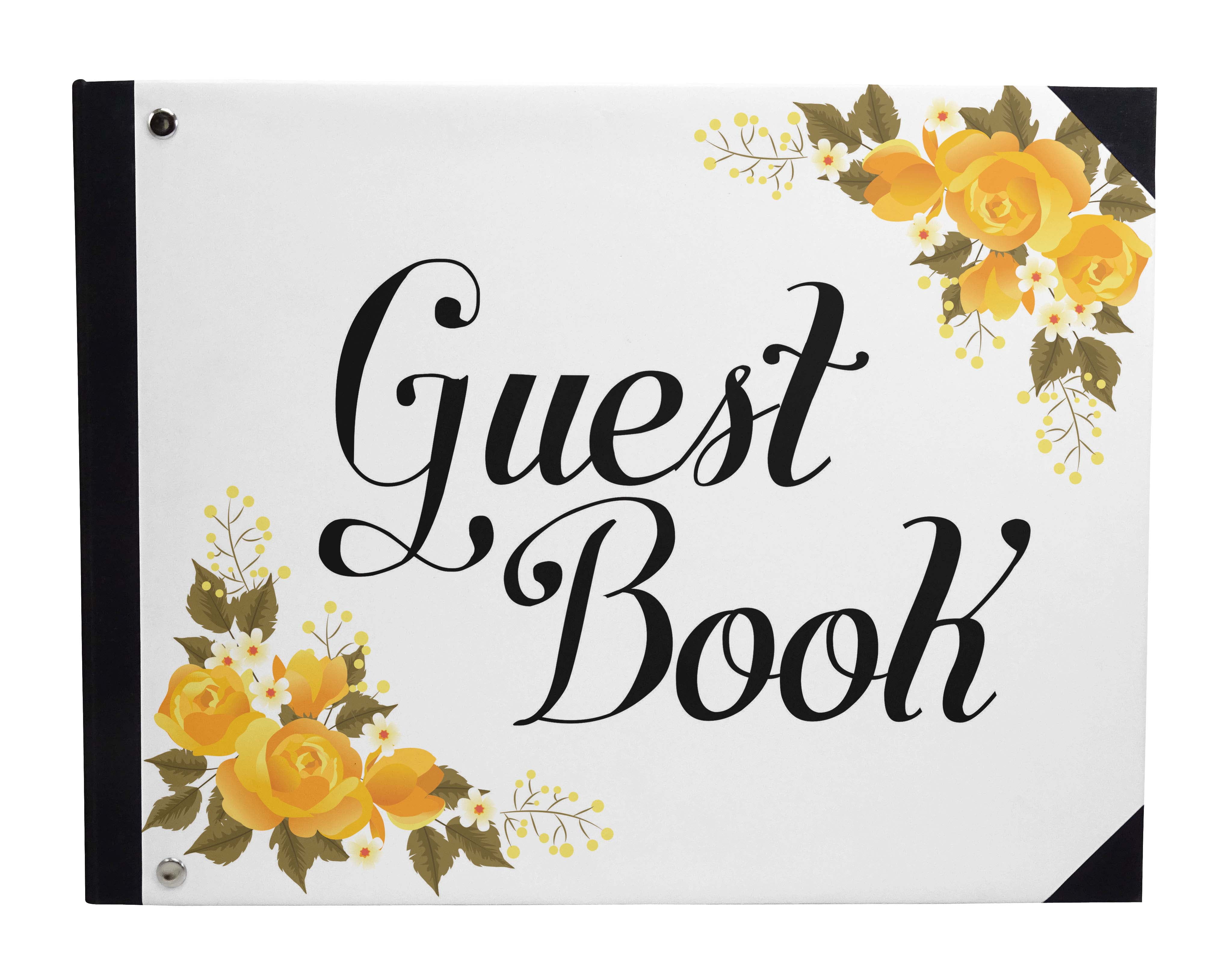 Darling Souvenir White Floral Wedding Guest Book Hardbound Guest Sign ...
