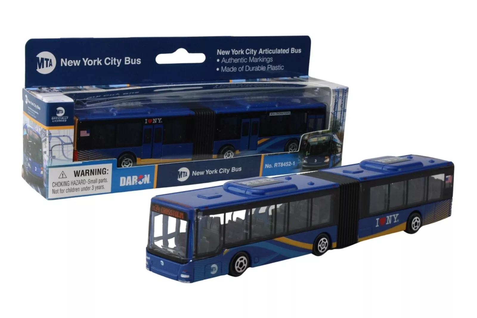 Daron MTA M34 CrossTown New York City Articulated Bus Small 6 inch Long ...