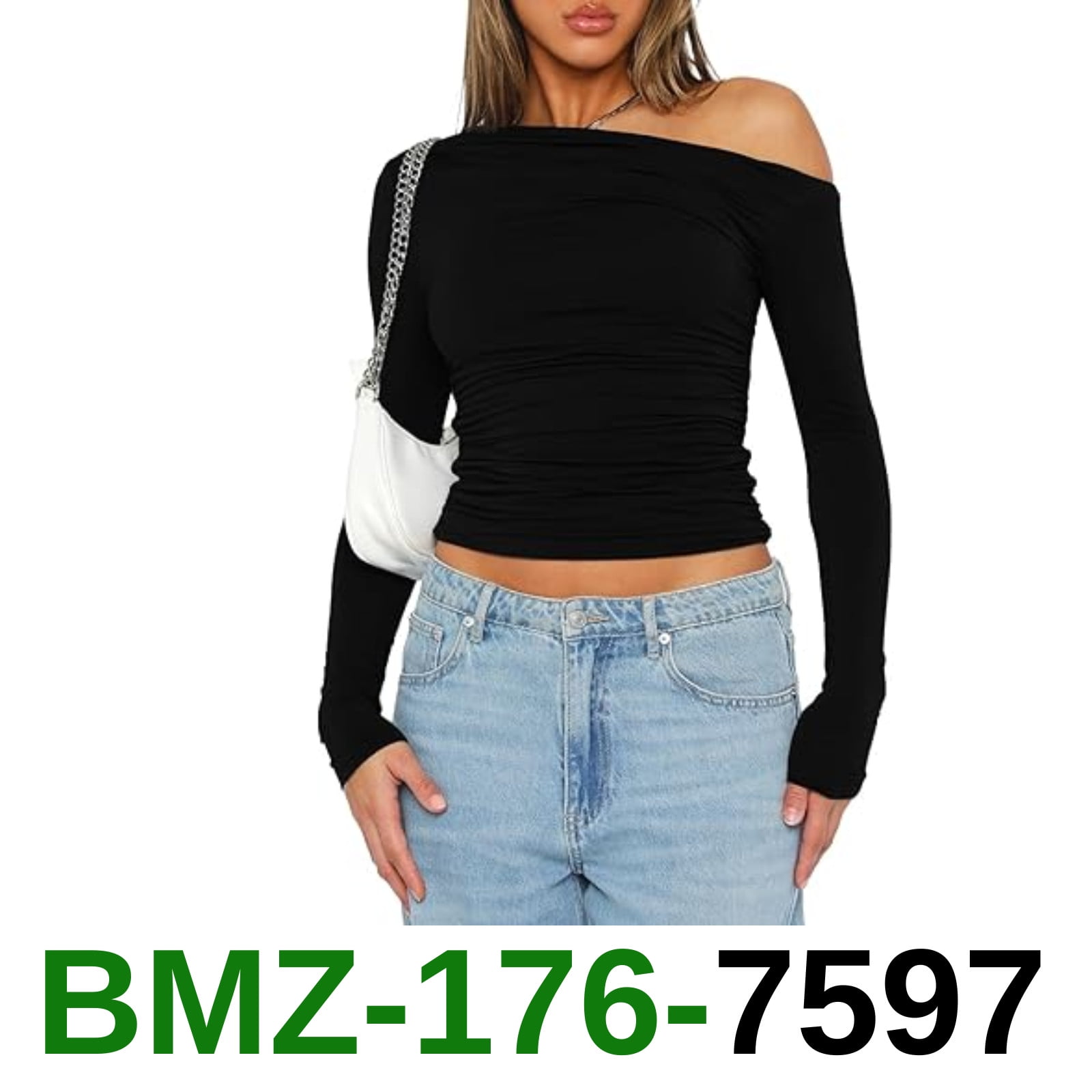 Darong Women's Casual Boat Neck Off Shoulder Long Sleeve Slim Fit Crop ...