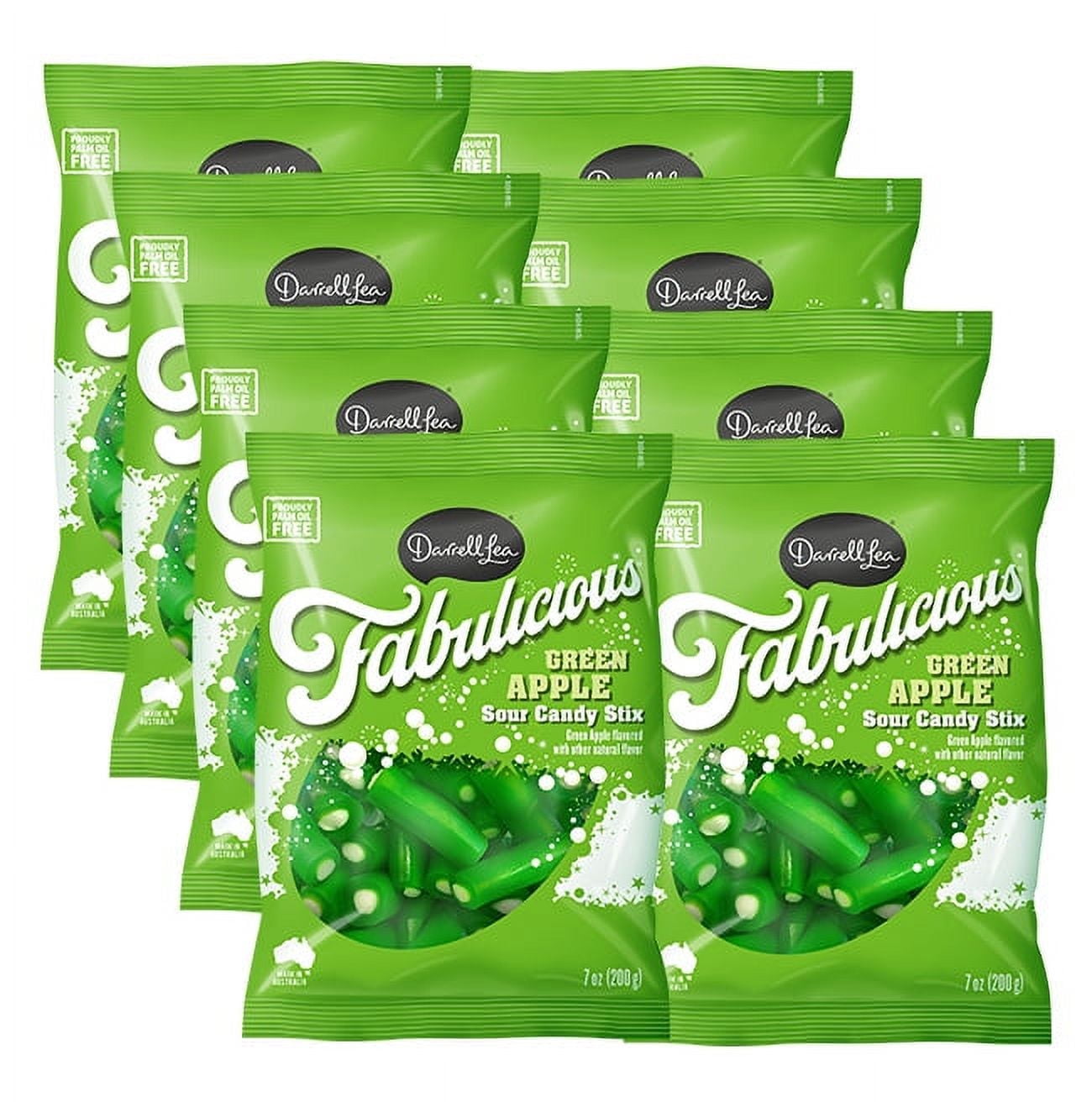 Darrell Lea Fabulicious Green Apple Sour Candy Stix, 7oz Bag, Pack of 8 ...