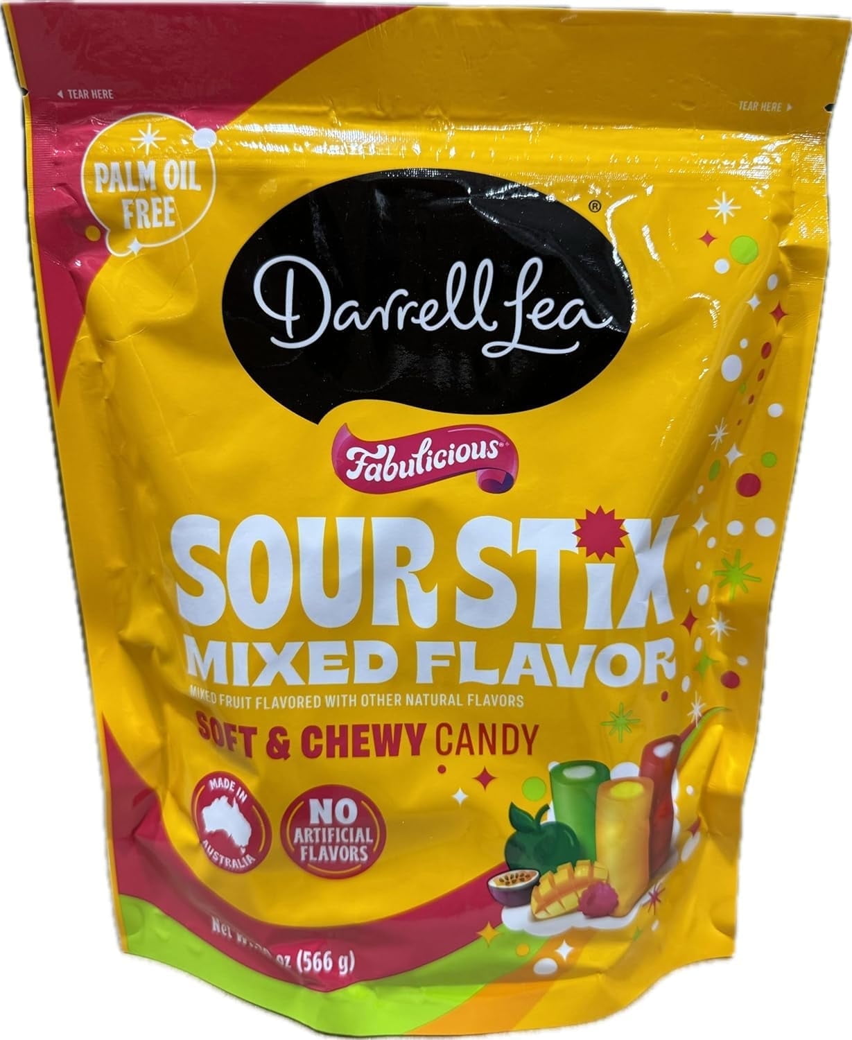 Darrell Lea Fabulicious Mixed Flavors Sour Candy Stix, 20oz (566g ...
