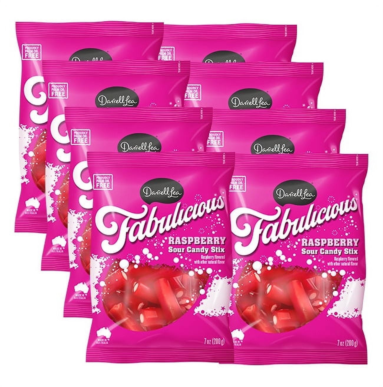 Darrell Lea Fabulicious Raspberry Sour Candy Stix, 7oz Bag, Pack of 8 ...