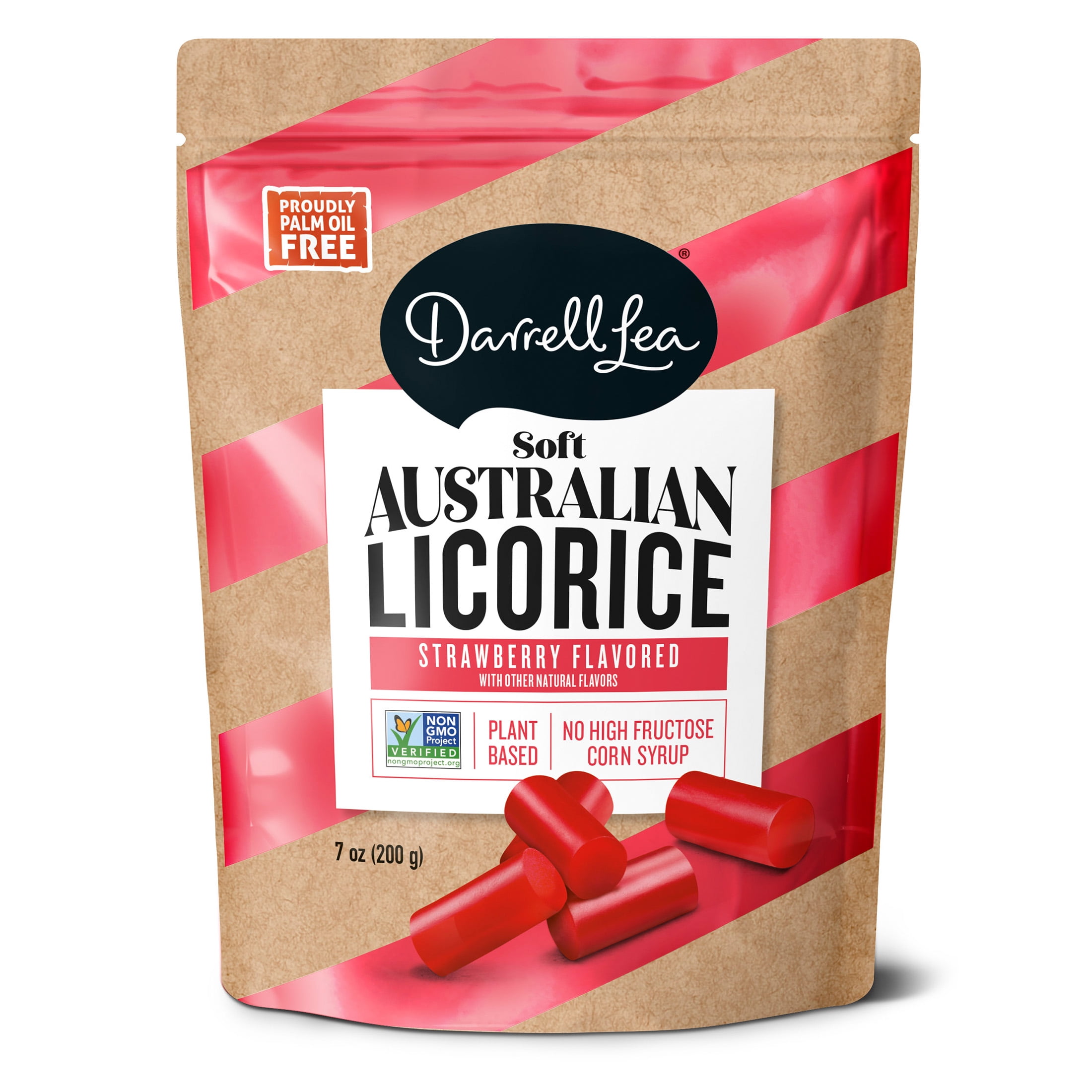 Darrell Lea Strawberry Licorice, 7 oz. Bag, Non-GMO, Vegan - Walmart.com