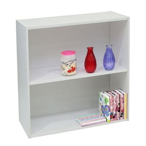 Kings Brand Furniture 2-Tier Bookcase, White, 2-Shelf Organizer ...