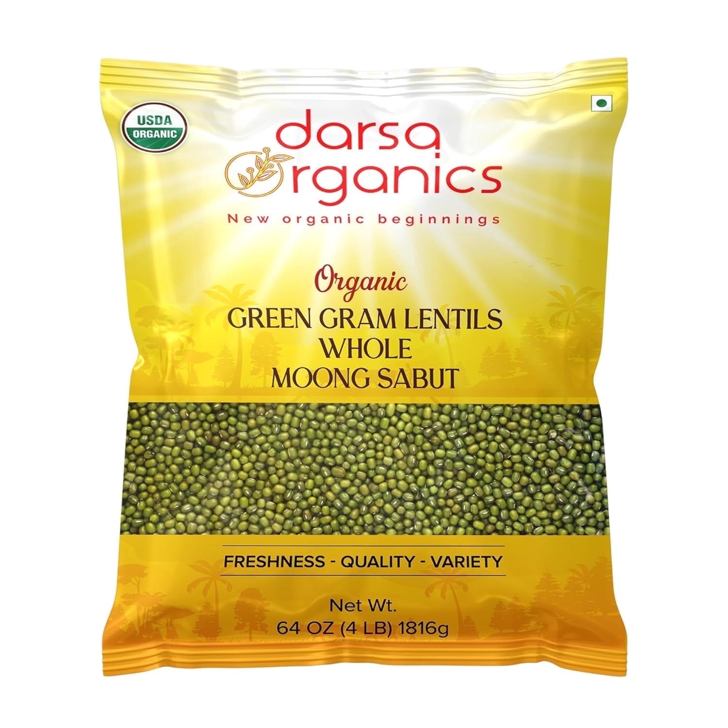 Darsa Organics Green Beans Whole Moong - 4 lb, USDA Organic Mung Beans ...