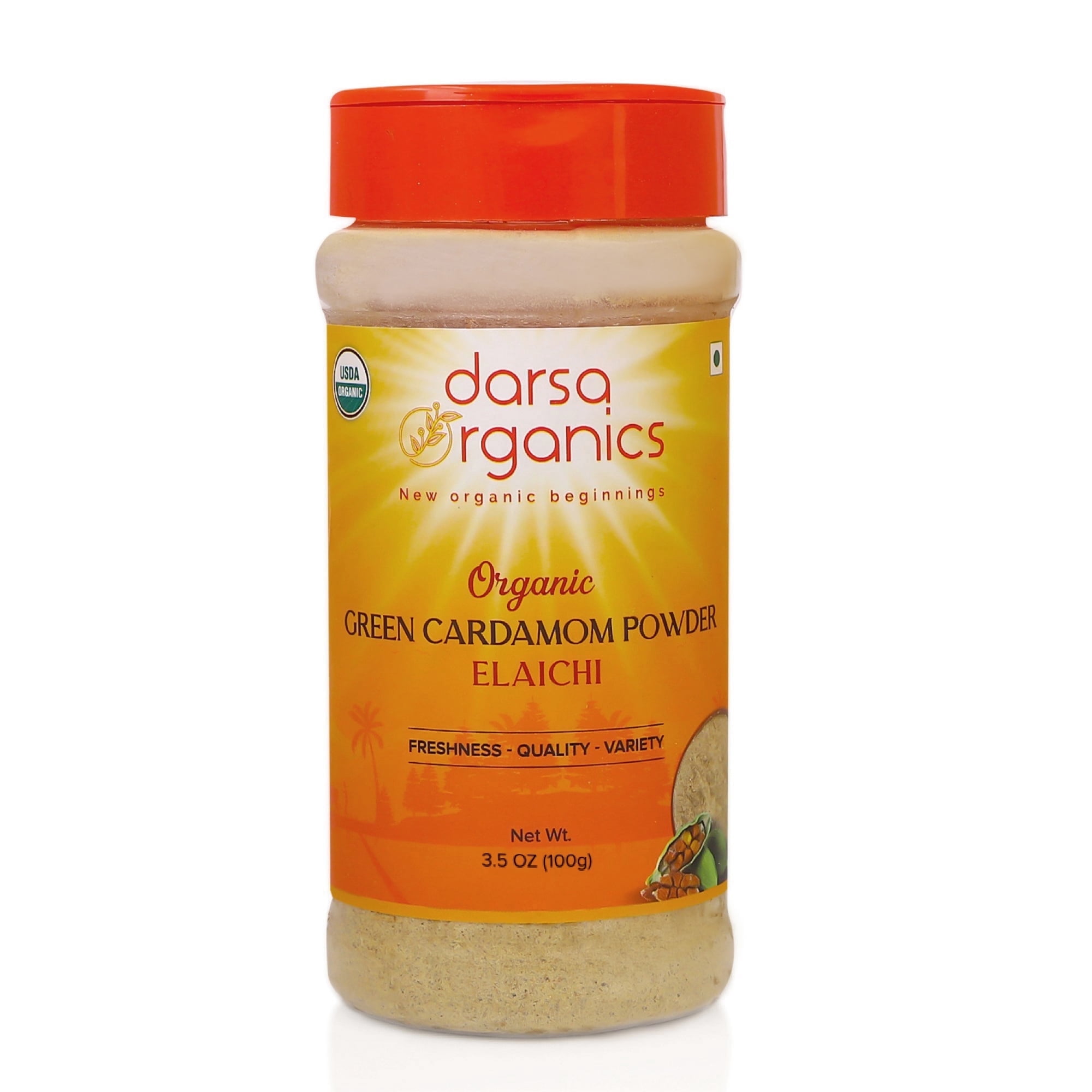 Darsa Organics Green Cardamom Powder 3.5 oz, USDA Organic Ground ...