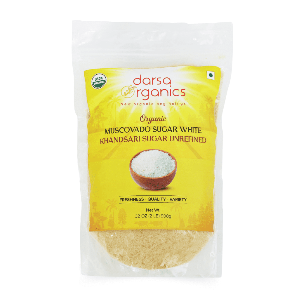 Darsa Organics Muscovado Khandsari White Sugar, USDA Organic Sugar, Non ...