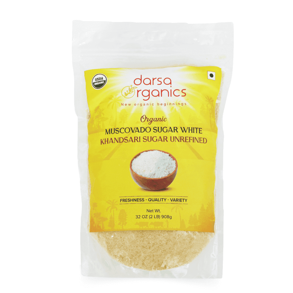 Darsa Organics Muscovado Khandsari White Sugar 32 oz | Unrefined ...
