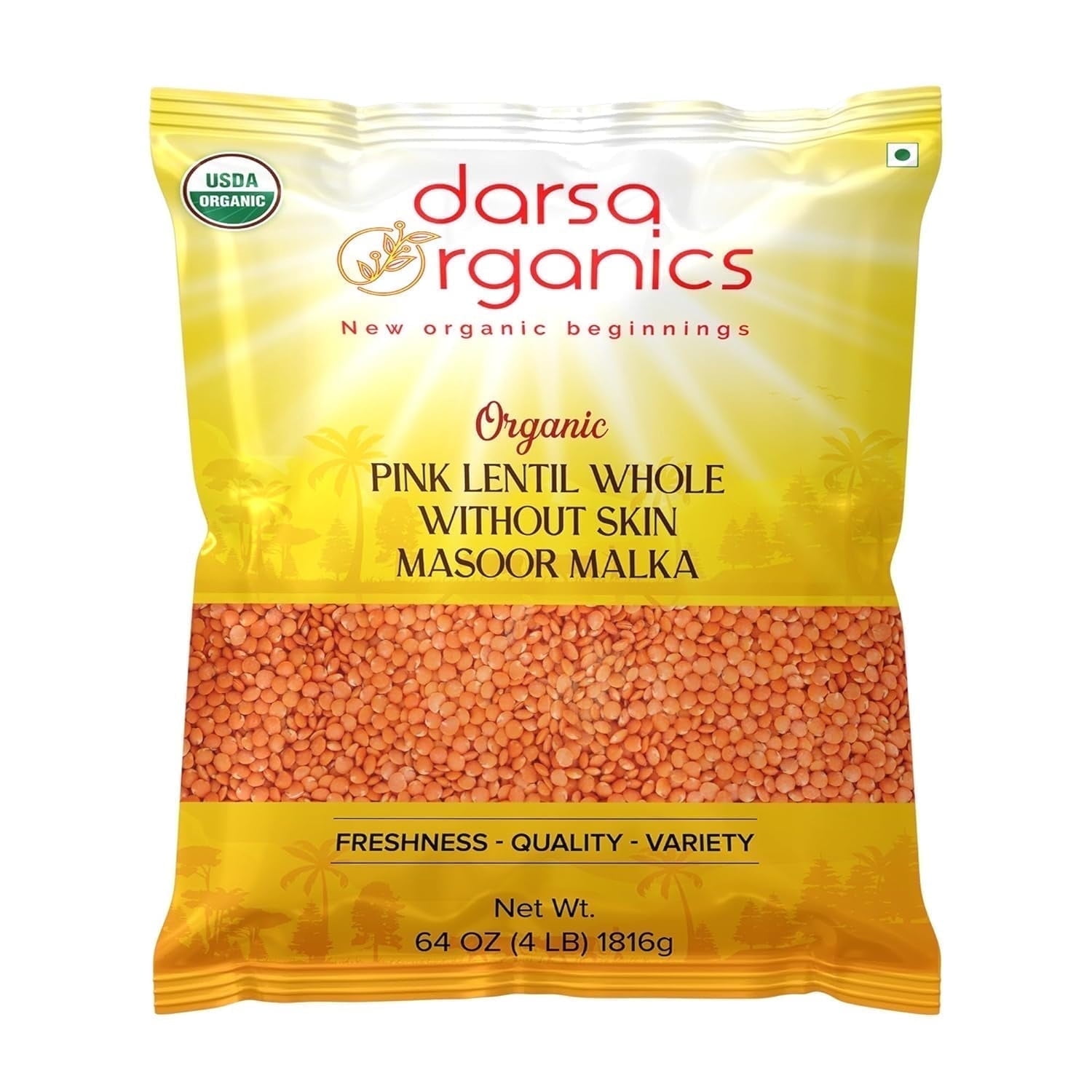 Darsa Organics Red Lentils Masoor Dal - 4 lb USDA Certified Organic ...