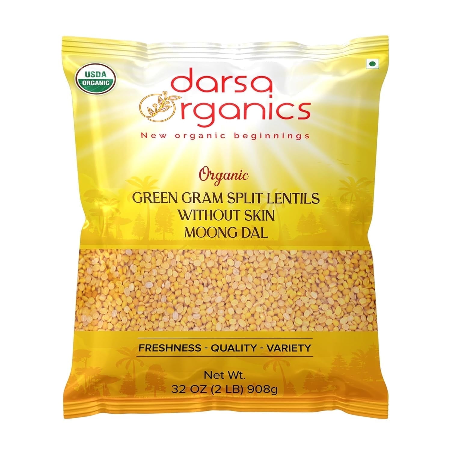 Darsa Organics Indian Mung Yellow Split Dry Lentils, Non-GMO, Chemical ...