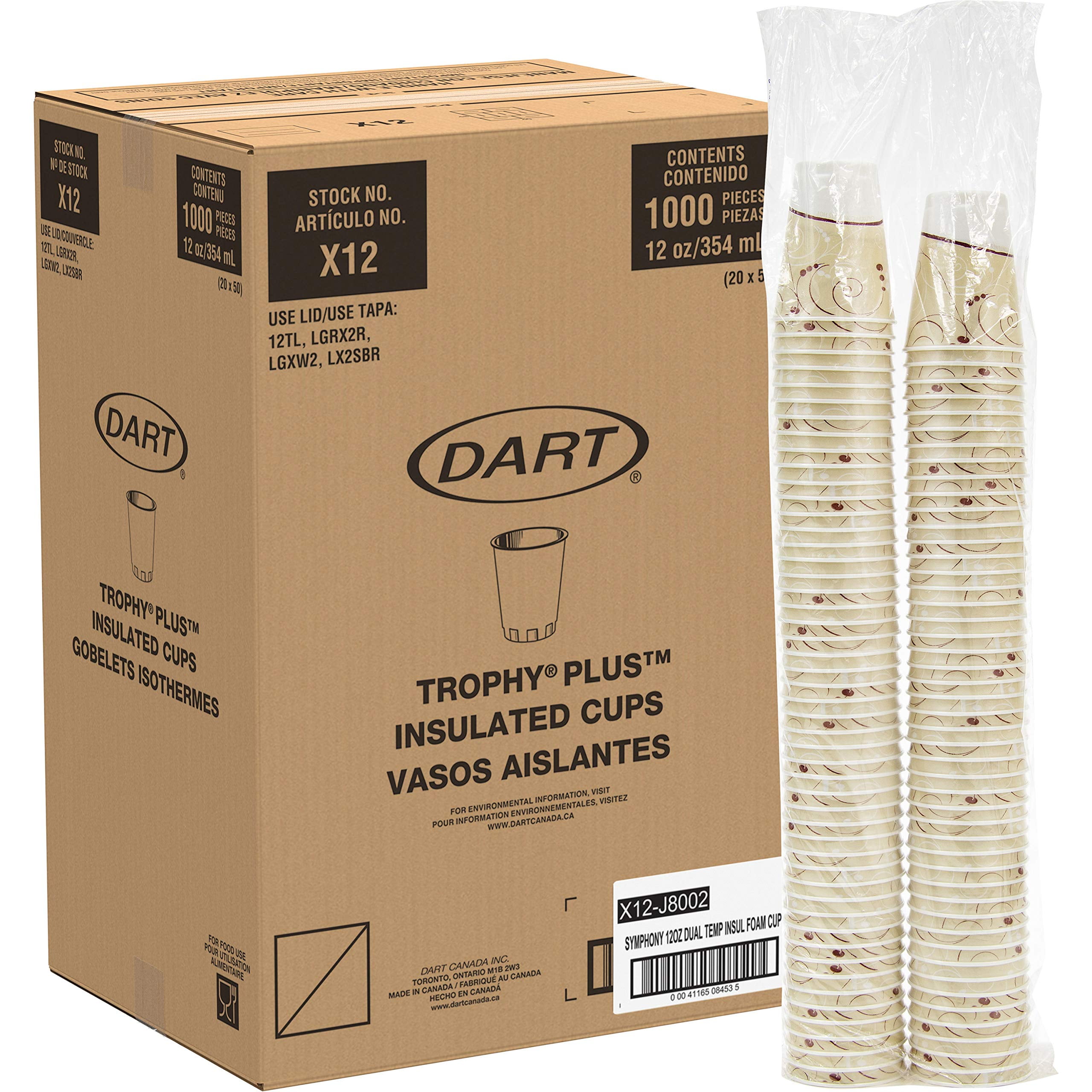 Dart 12 Oz Symphony Trophy Plus Dual-Temperature Insulated Cup, X12 ...