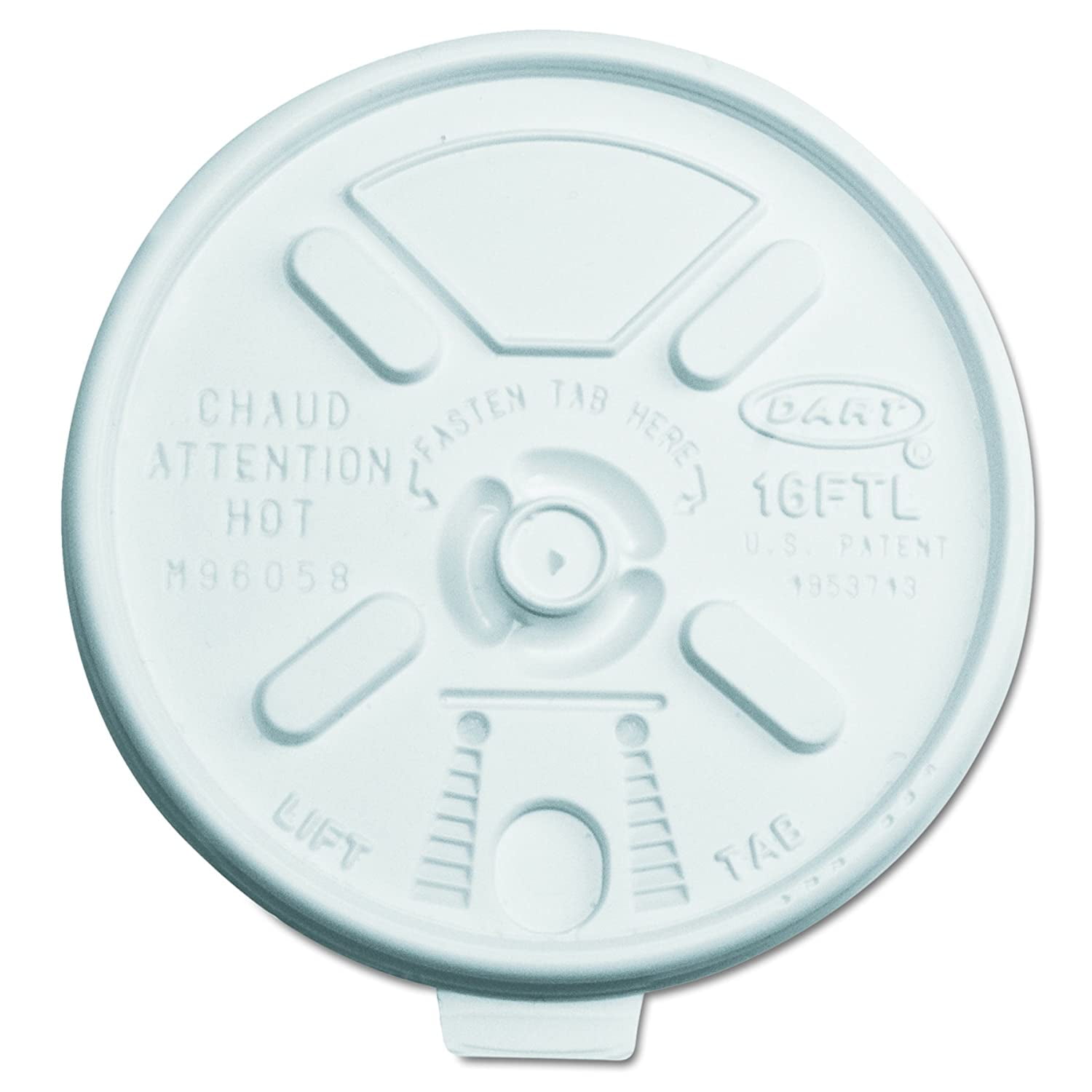 Dart 16FTL White Lift 'n' Lock Plastic Lid for Foam Cups and Containers ...